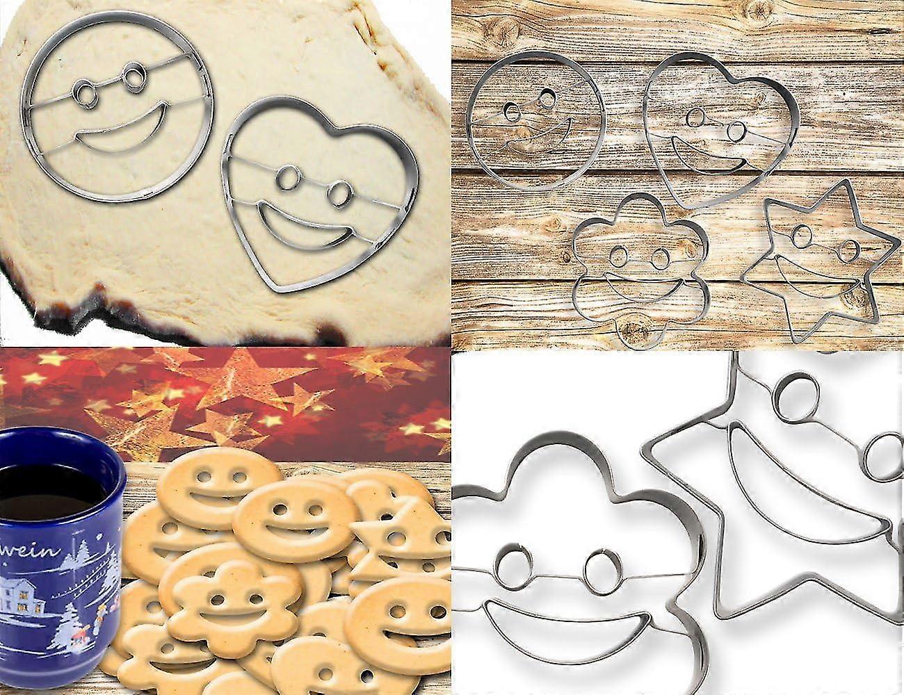 4 Cookie Cutters, Smile Biscuit Moulds, Chips For Funny Pastry, Emoji ...