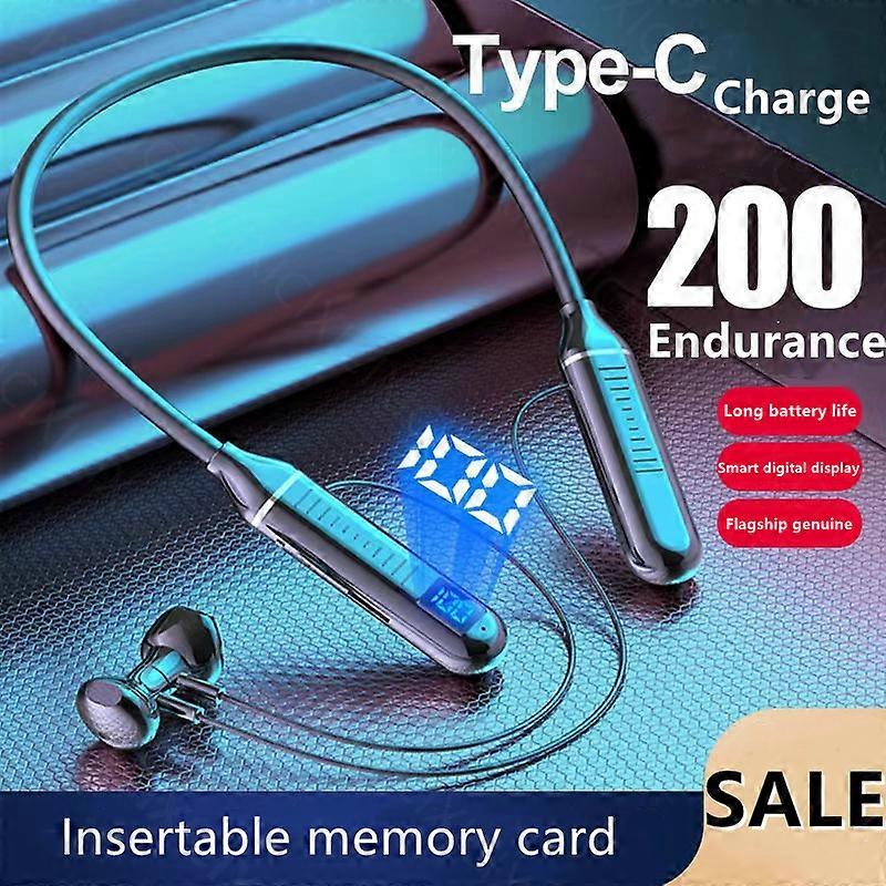 Wireless Earphones Bluetooth 5.3 Neckband Headphones Gaming LED Display ...