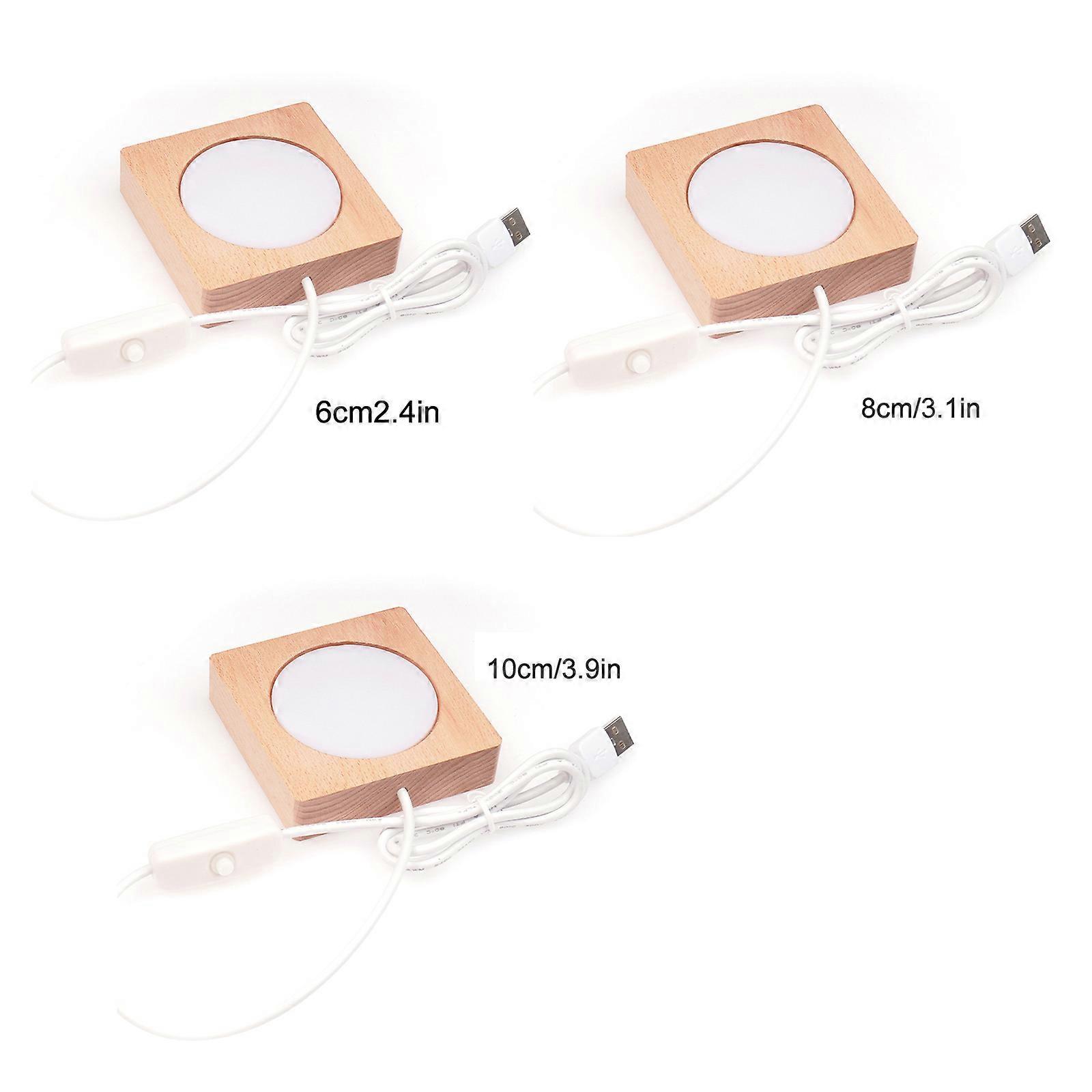 Wooden LED Lamp Holder Base for 2D or 3D Crystals, Multipurpose Square ...