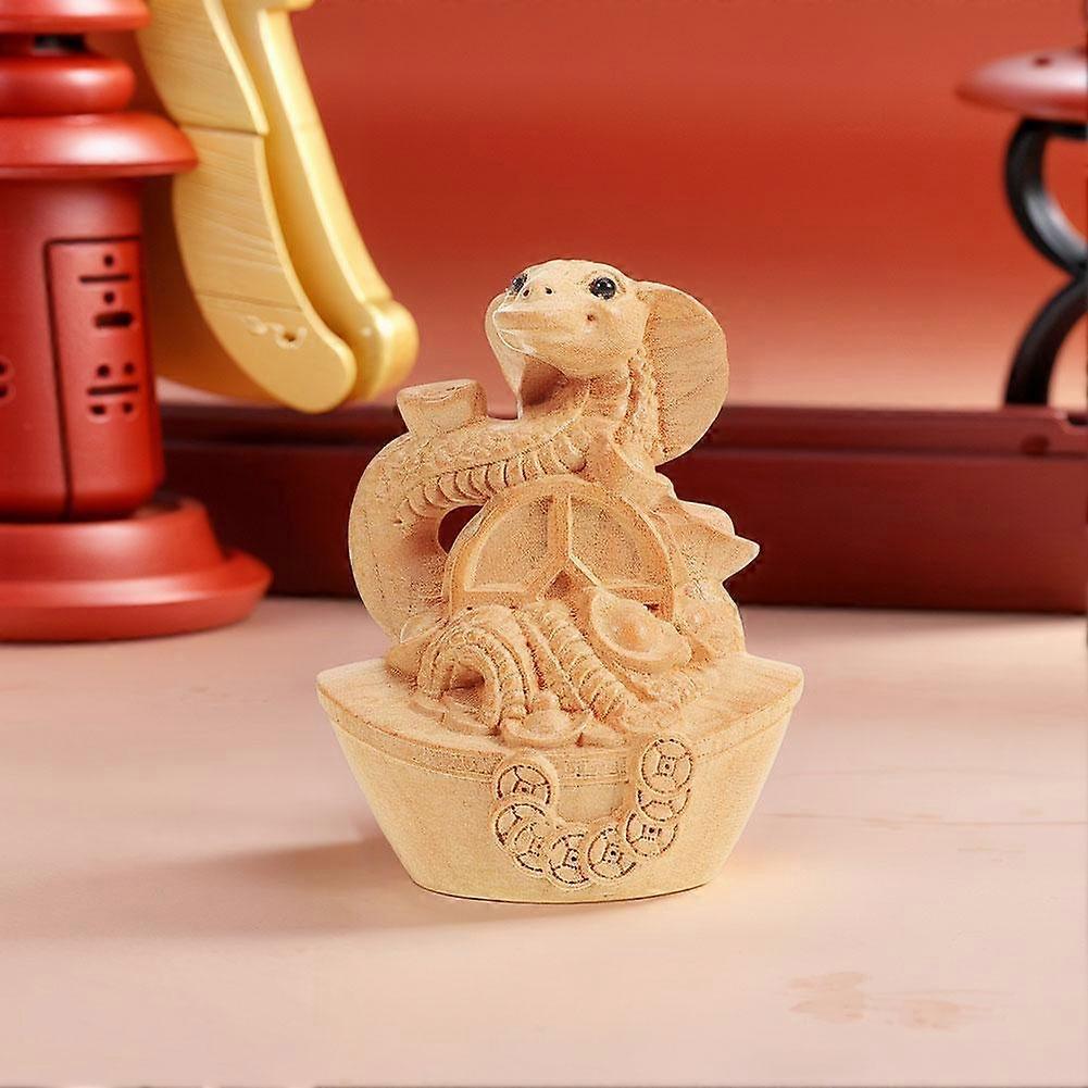 Wooden Hand Carved Snake Figurine Snake Statue 2025 Household Ornament ...