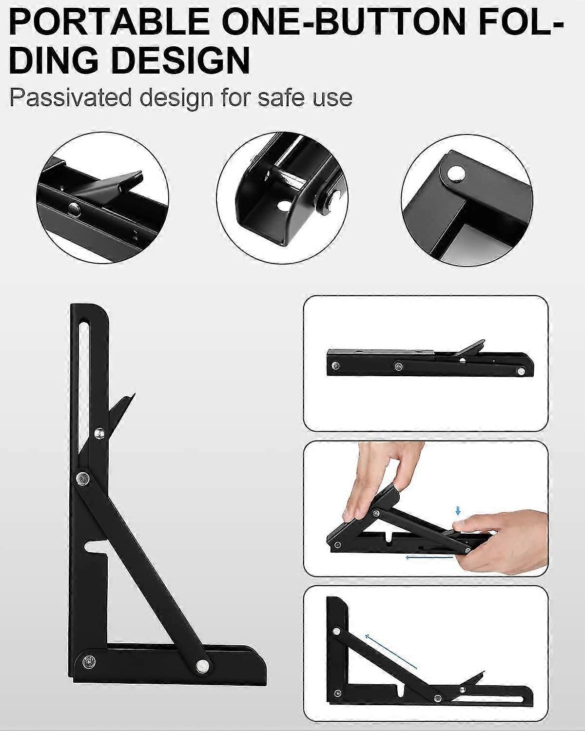400mm Folding Bracket, 2-Piece Black Folding Console Bracket, Folding ...