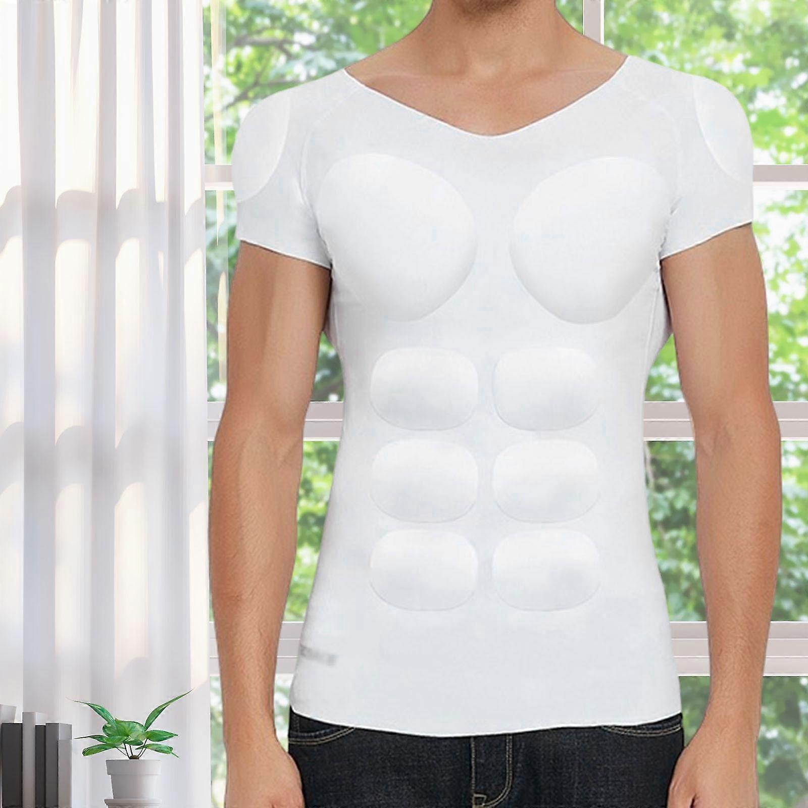 Padded Muscle Shirt Adult Fake Chest Shaper Shoulders Suit Men Enhancer ...