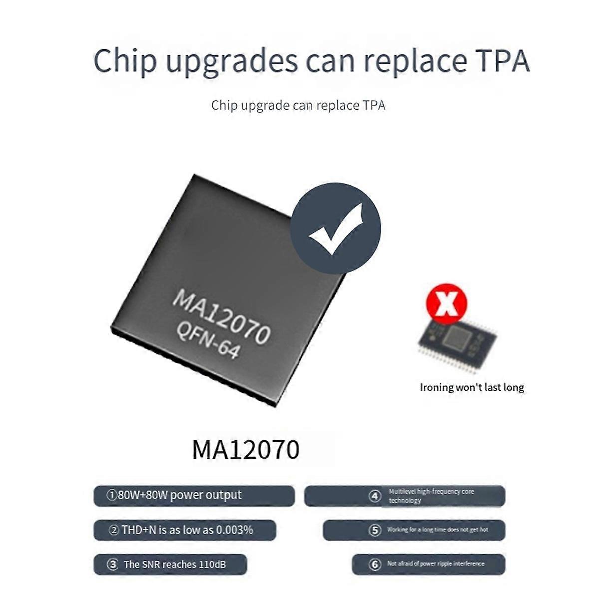 BRZHIFI MA12070 Digital Audio Power Amplifier Speakers,Titanium Gray ...