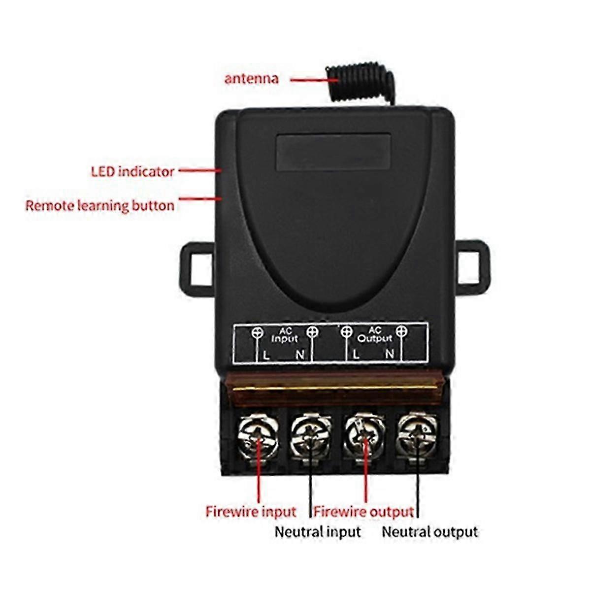 AC 220V 30A 1CH 433MHz Wireless Remote Control Switch RF Relay Receiver ...