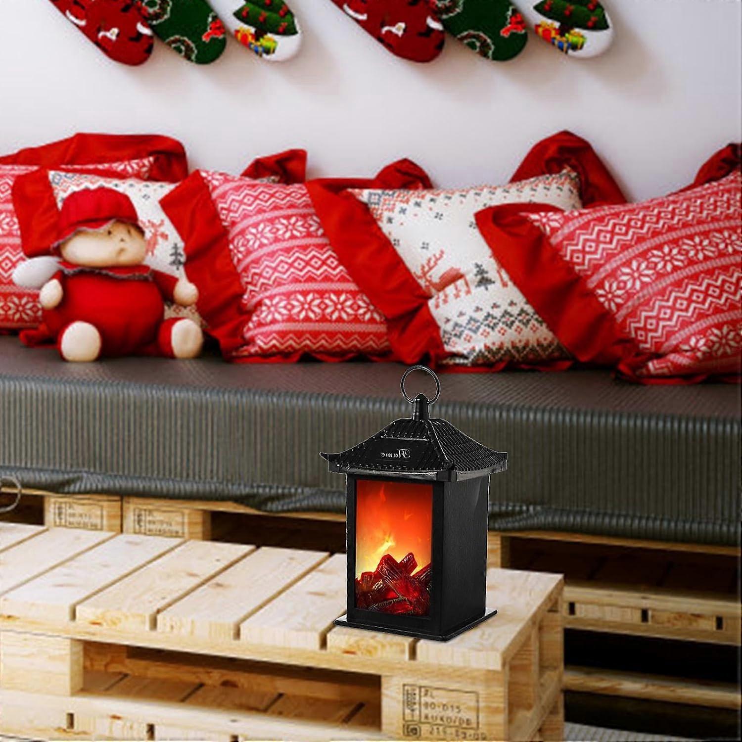 LED Fireplace Lantern - Battery Operated Realistic Flameless Fire Light ...