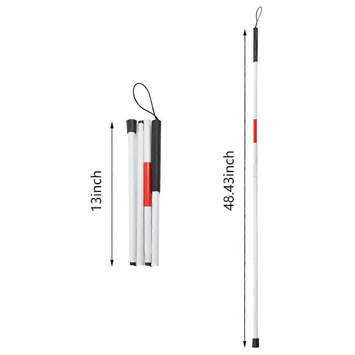 Folding Blind Cane Walking Stick with Red Reflective Tape for the Blind ...