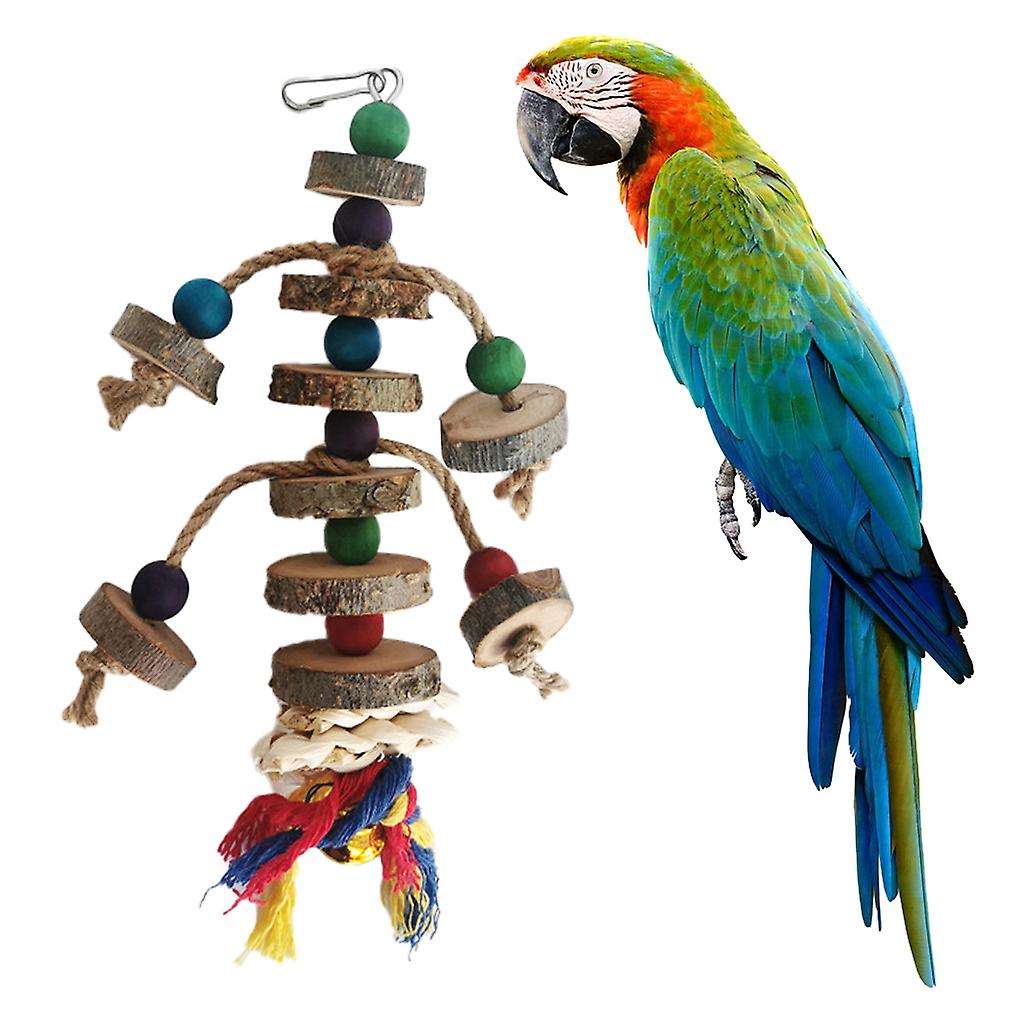 Parrot Toy Wooden Blocks Beads Cage Toys For Small Medium Birds Mini ...