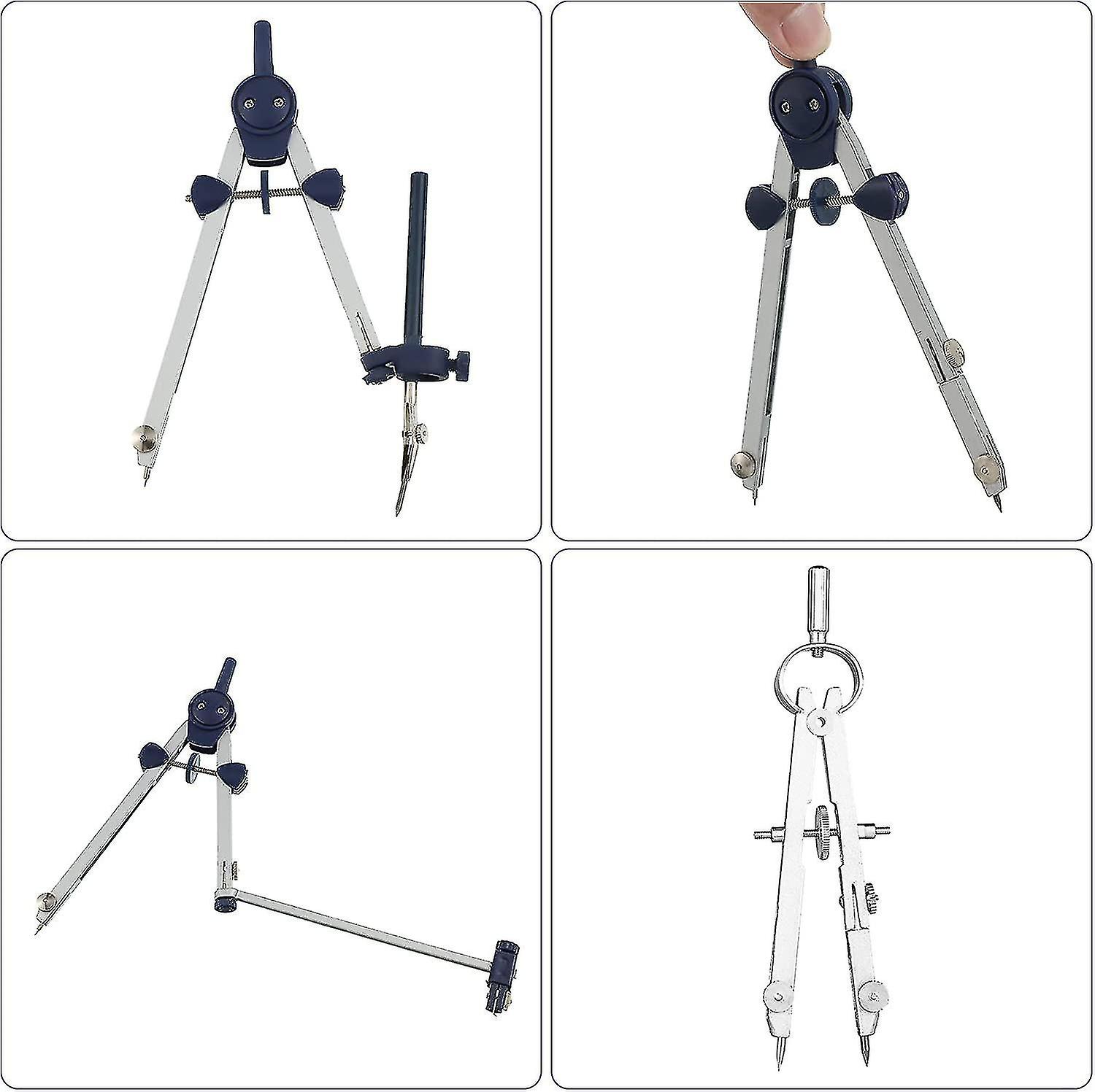 7 Pieces Geometry Set, Including Metal Compass Drawing Tool Scale Ruler ...