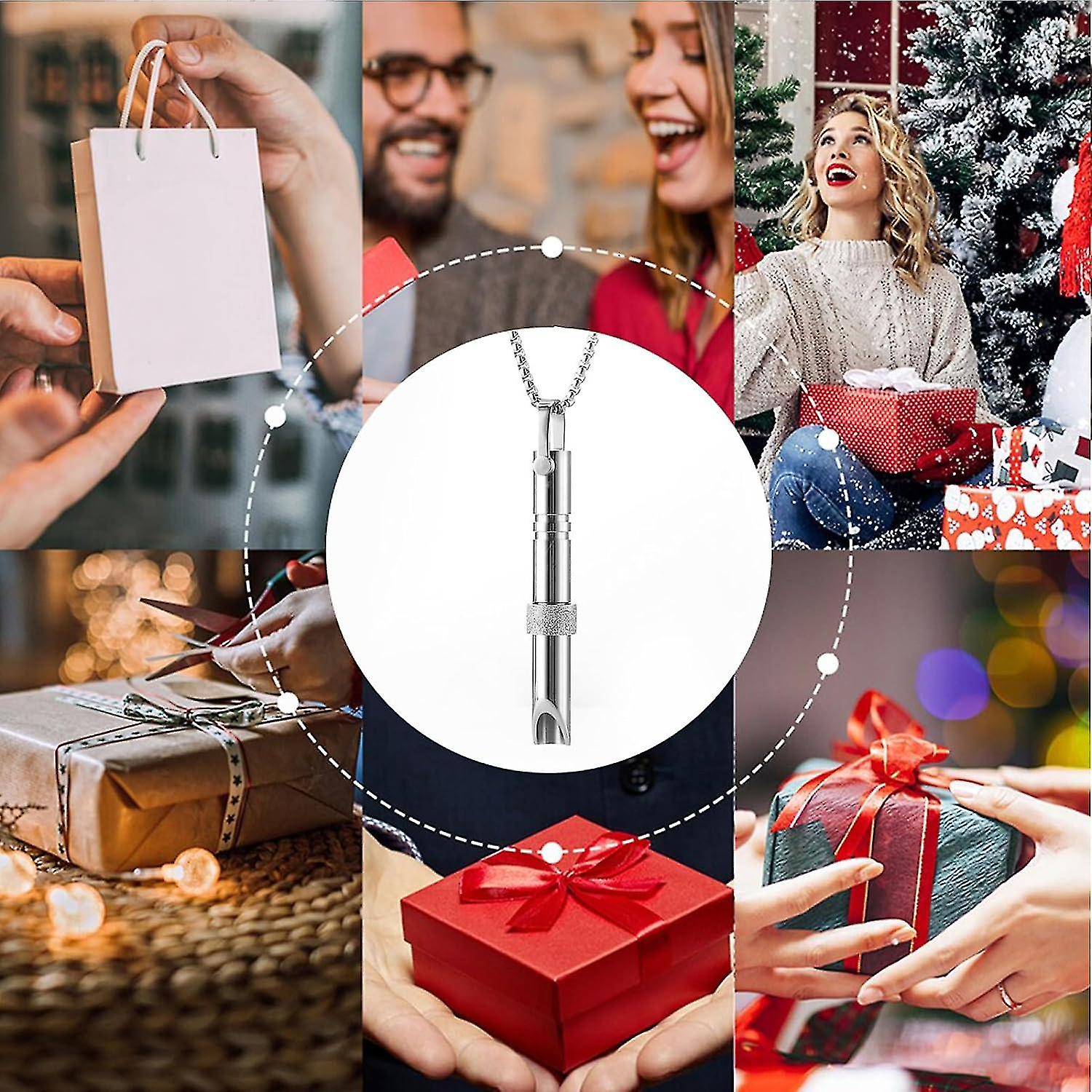 Anxiety Relief Necklace, Stainless Steel Mindful Breathing Necklace For ...
