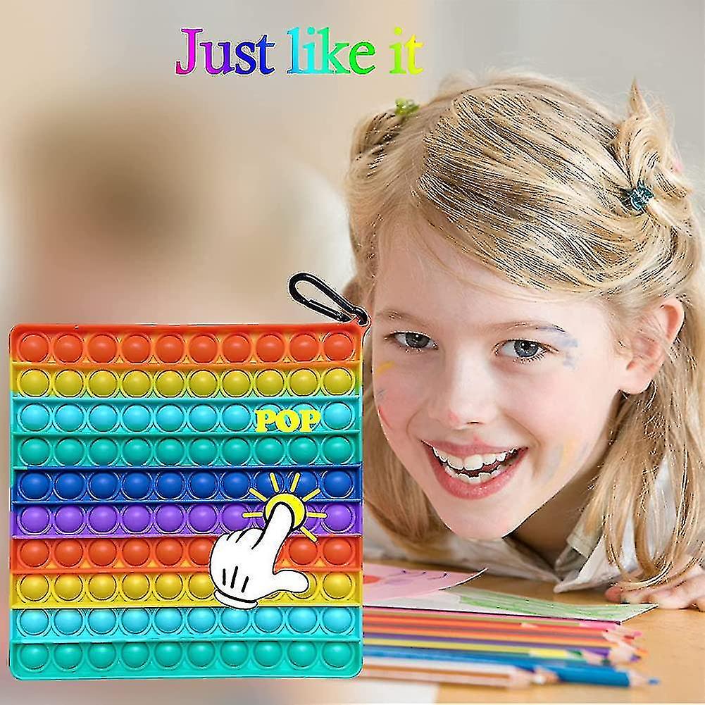 Big Size Push Pop Fidget Toy Rainbow Square Popular Stress Relieving ...