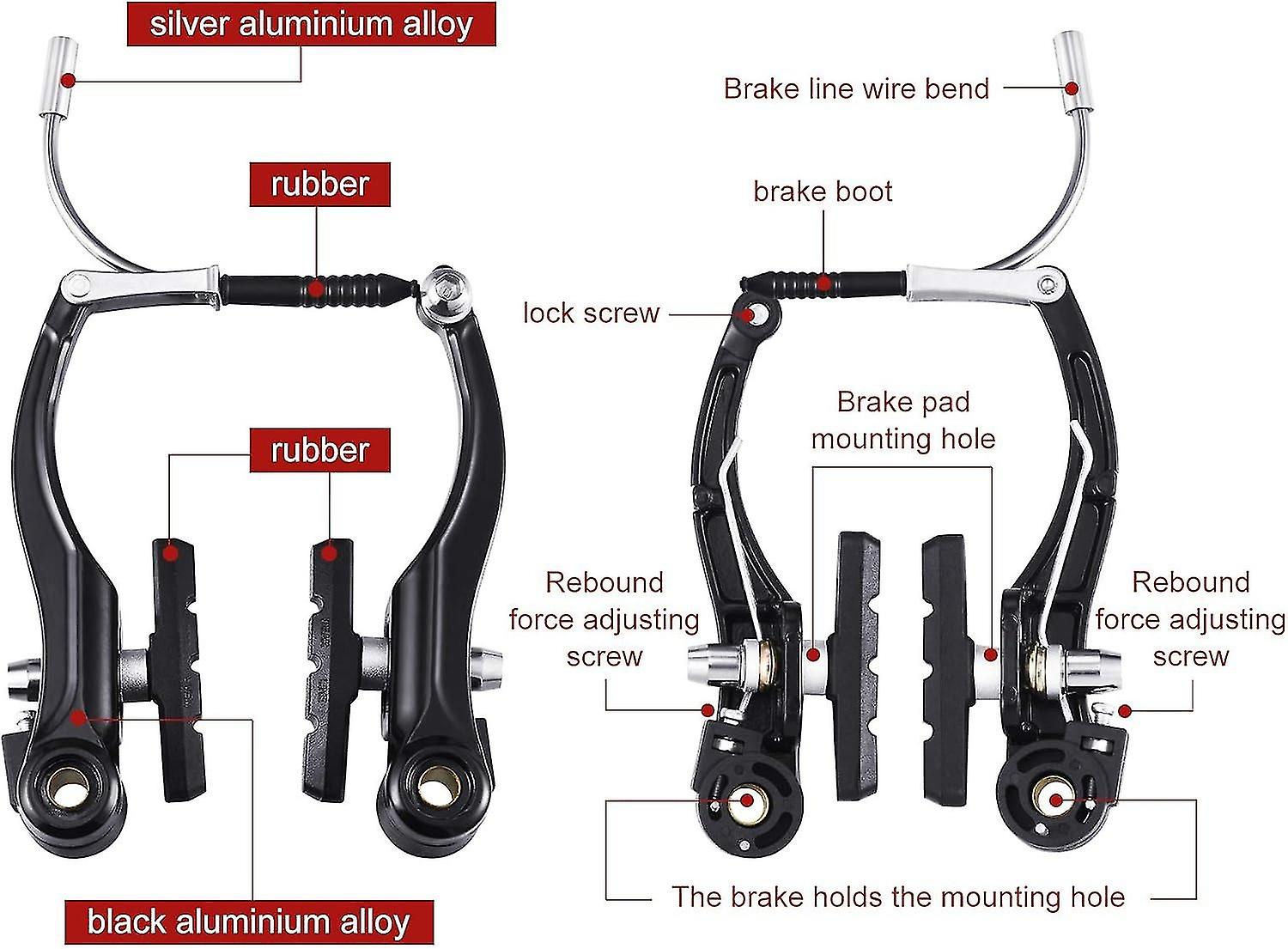 Complete Bike Brake Set, Black Front and Rear Bike MTB Hybrid Brake ...