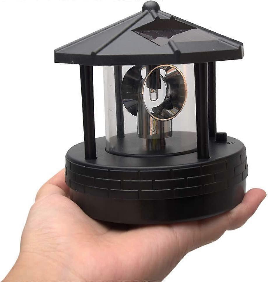 Solar Powered LED Lighthouse 360 Degree Rotating Lamp Waterproof Statue ...