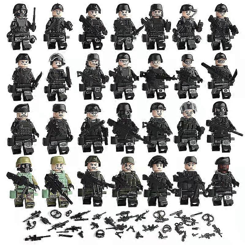 28 Piece Police SWAT Soldier Building Blocks Characters Military ...