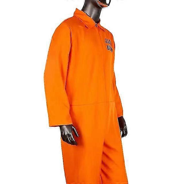 Halloween Men's And Women's Orange Prisoner Costume One-piece Suit ...