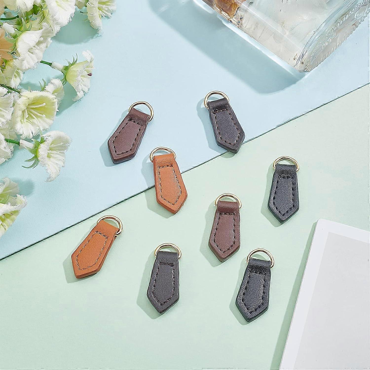 8 Pack Genuine Leather Zipper Pulls 4Colors Zipper Tags Fixer Leaf ...