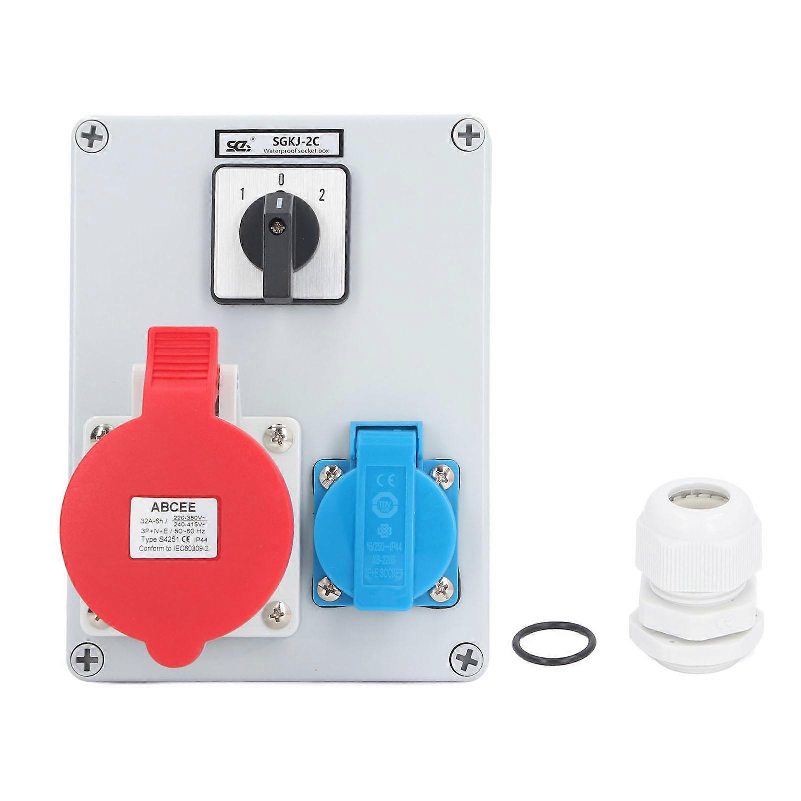 CEE Wall Socket Power Distributor Box 5P 32A 16A Main Switch IP44 ...