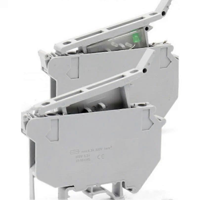 UK5-HESI Gray Screw Resistance Connect DIN Rail Fuse Terminal Block for C45 Rail with 24V LED ...