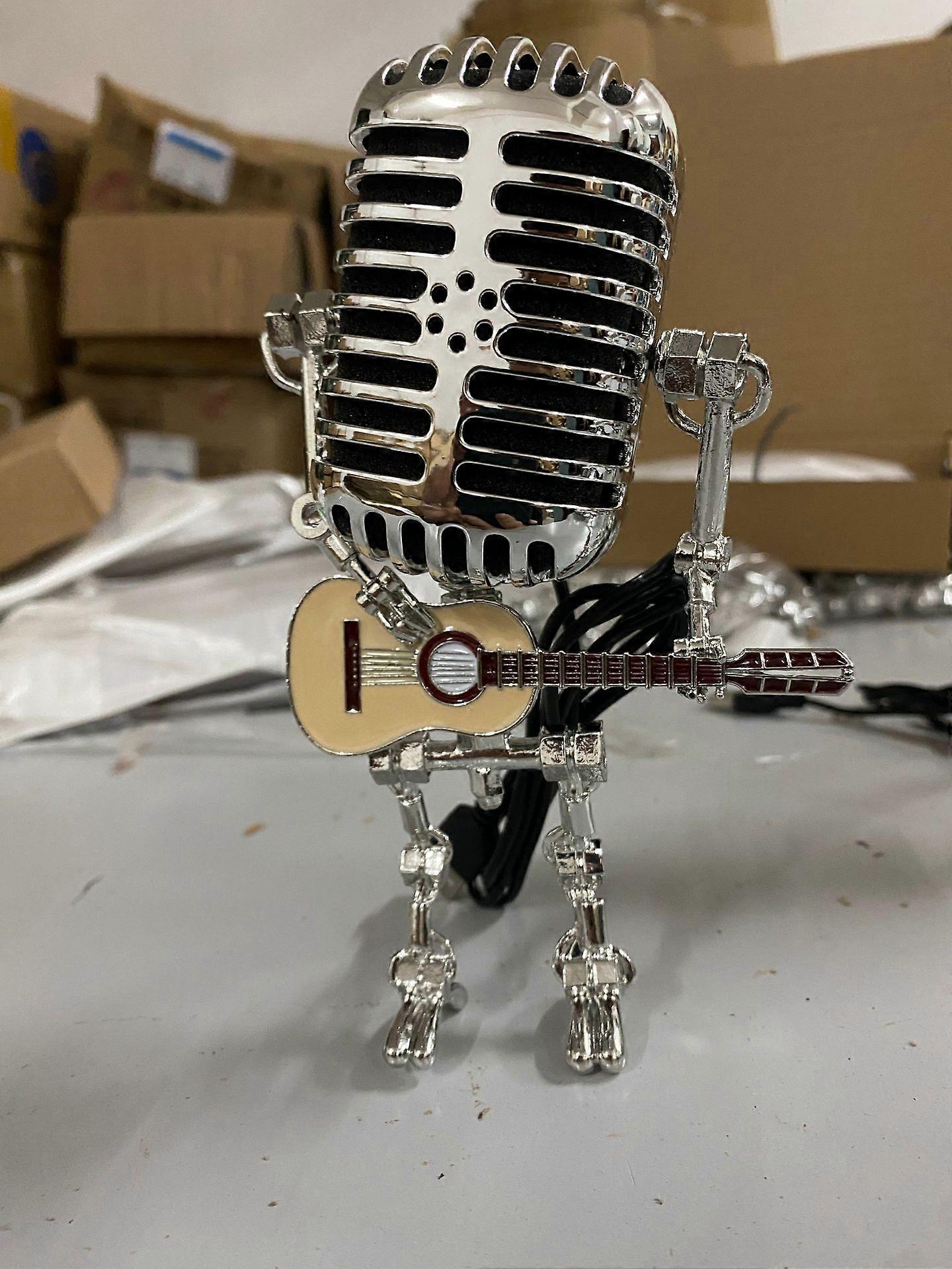 Vintage Guitar Robot Lamps Steampunk Metal Microphone Desk Table Light ...