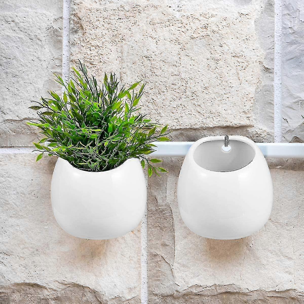 Set Of 2 Ceramic Wall Flower Pots Without Hole White | Fruugo UK