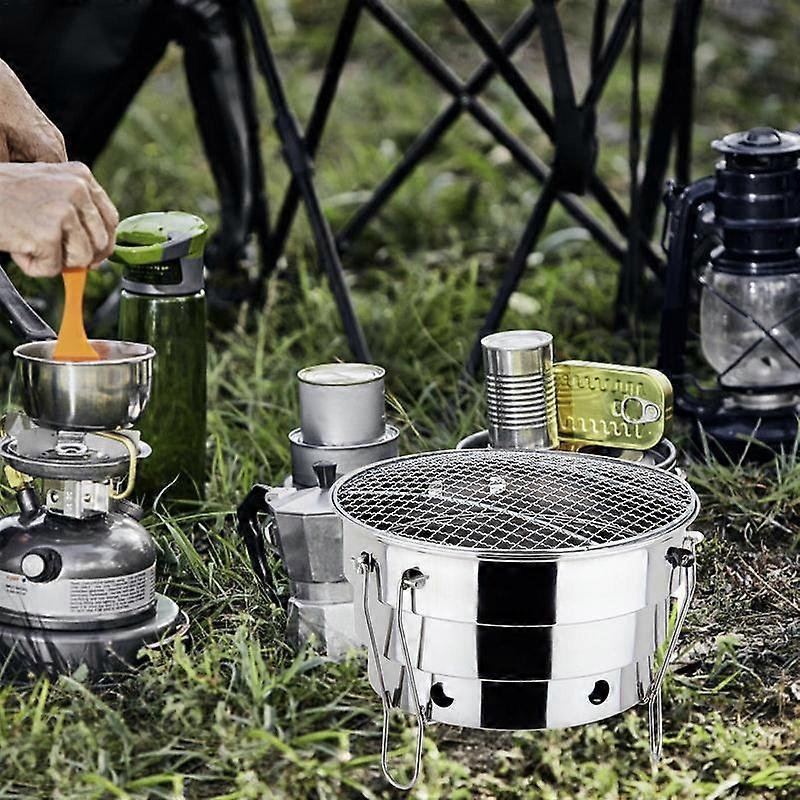 Portable Outdoor BBQ Grill Folding Split Stainless Steel Fire Pit ...