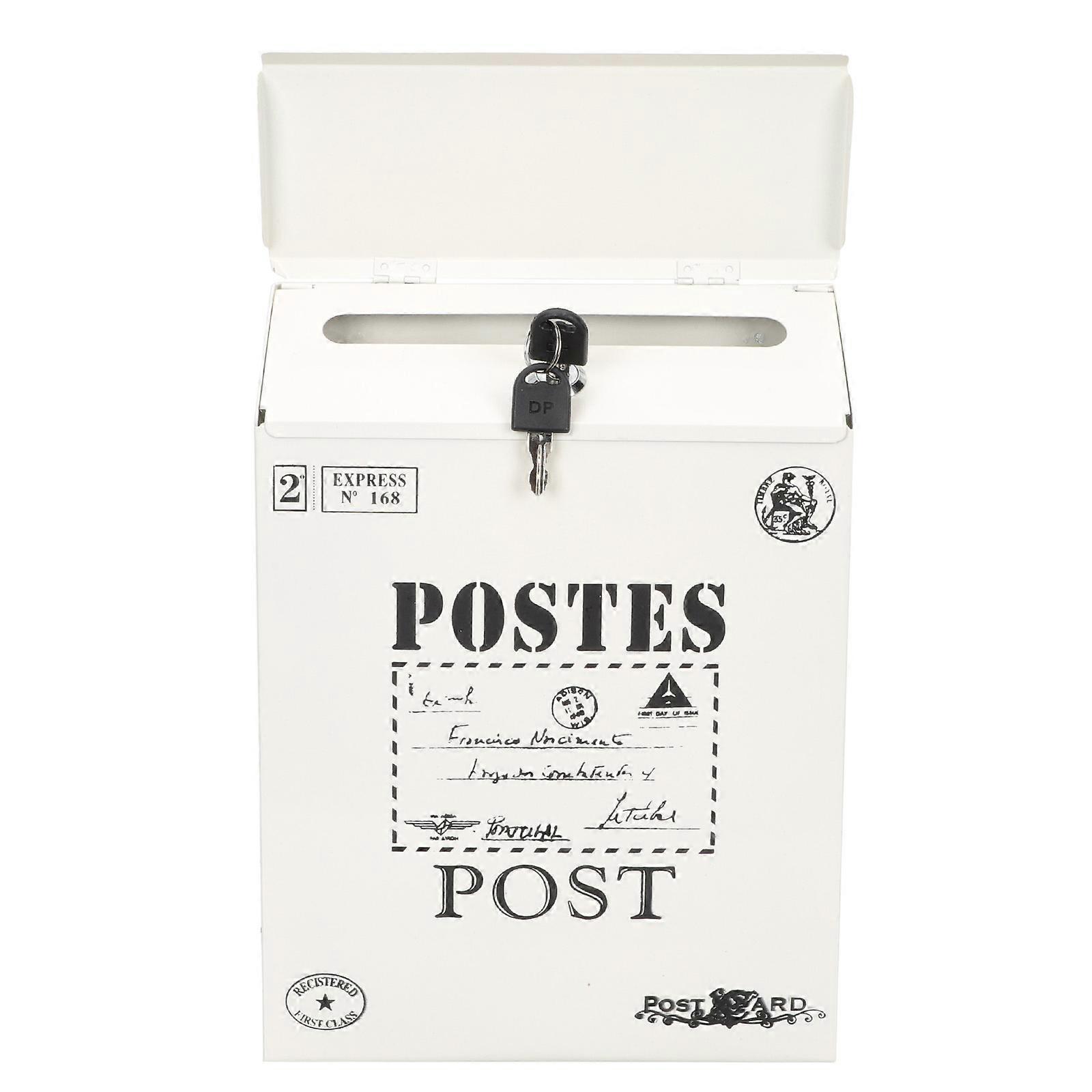 Lock Mailbox Retro Letter Box Wall Mount Letter Box Newspaper Mailbox ...