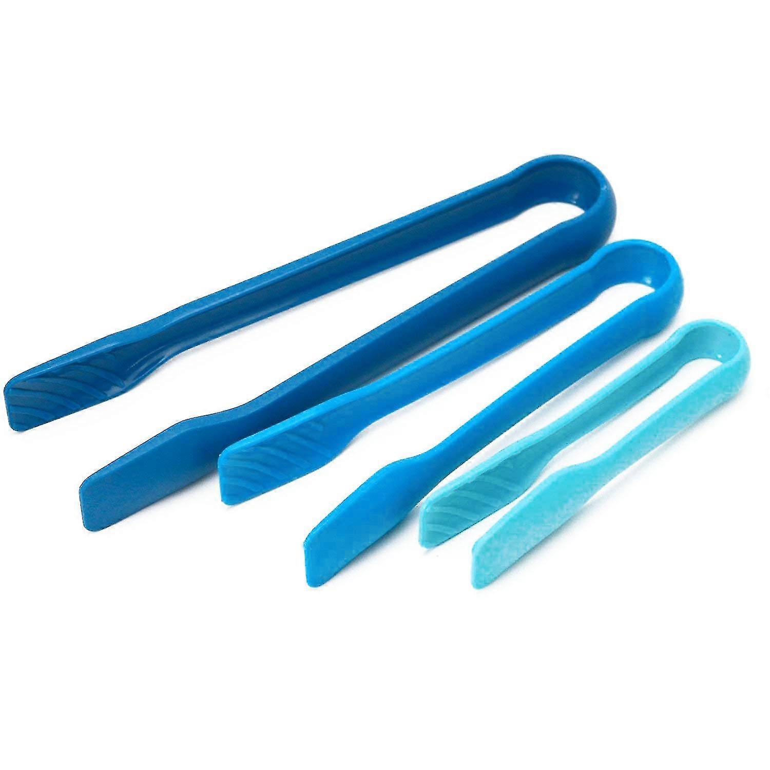 Set Of 3 Tone Blue Compact Large Medium Small Plastic Cooking Tongs ...
