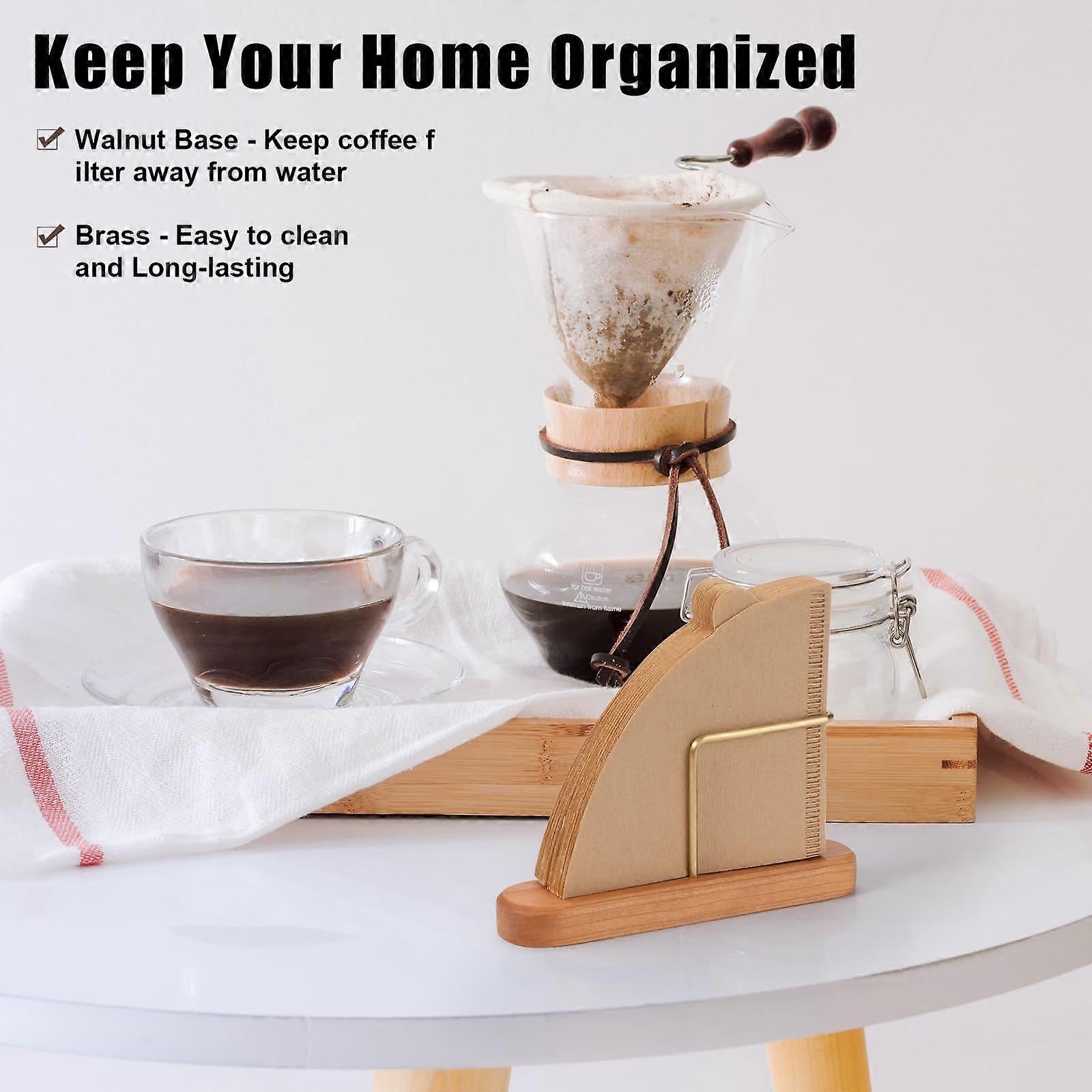 V60 Coffee Filter Holder Stand Cherry Wood & Brass Storage Container ...