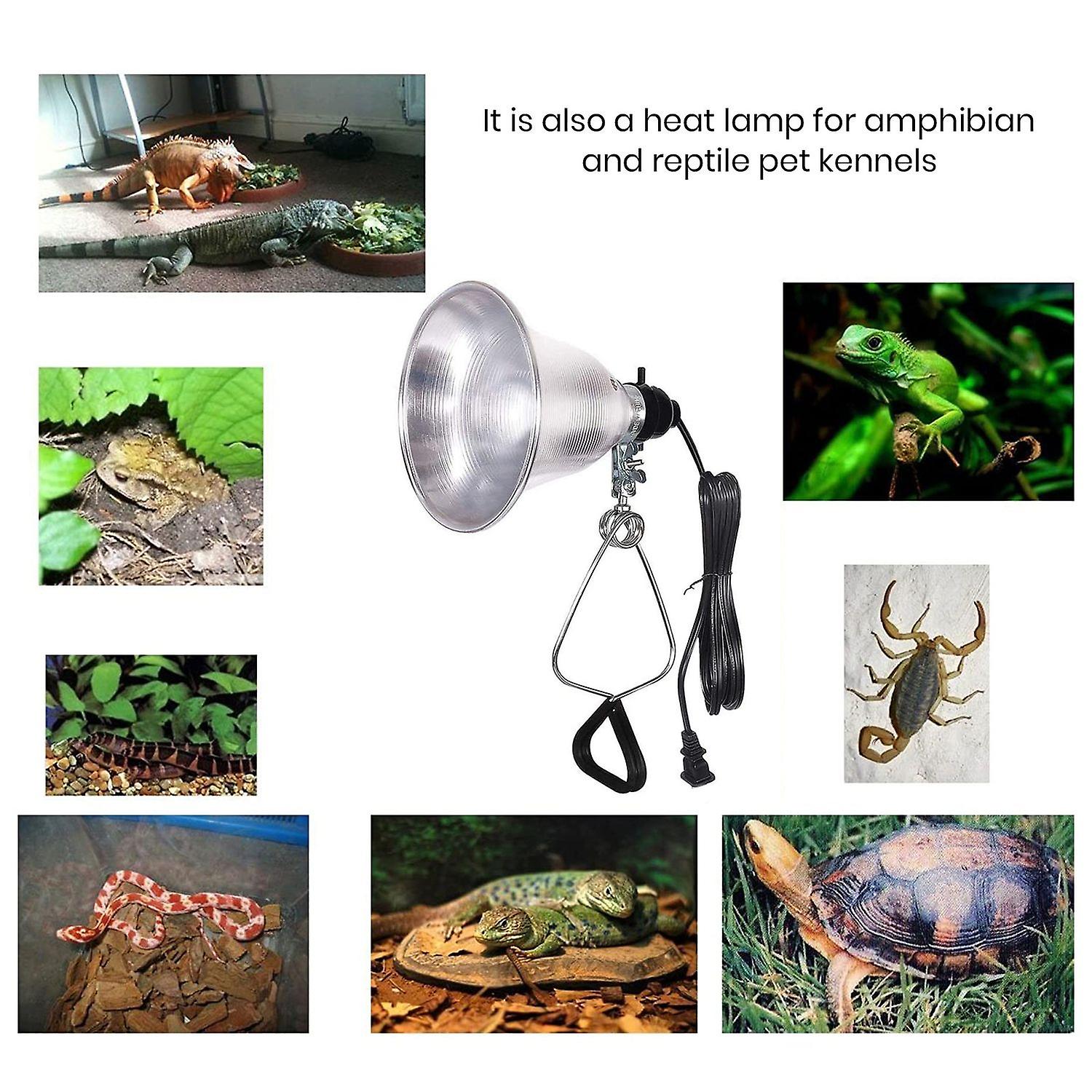 Reptile Heat Lamp Bulb Clamp Light 300W with Aluminum Reflector US Plug ...