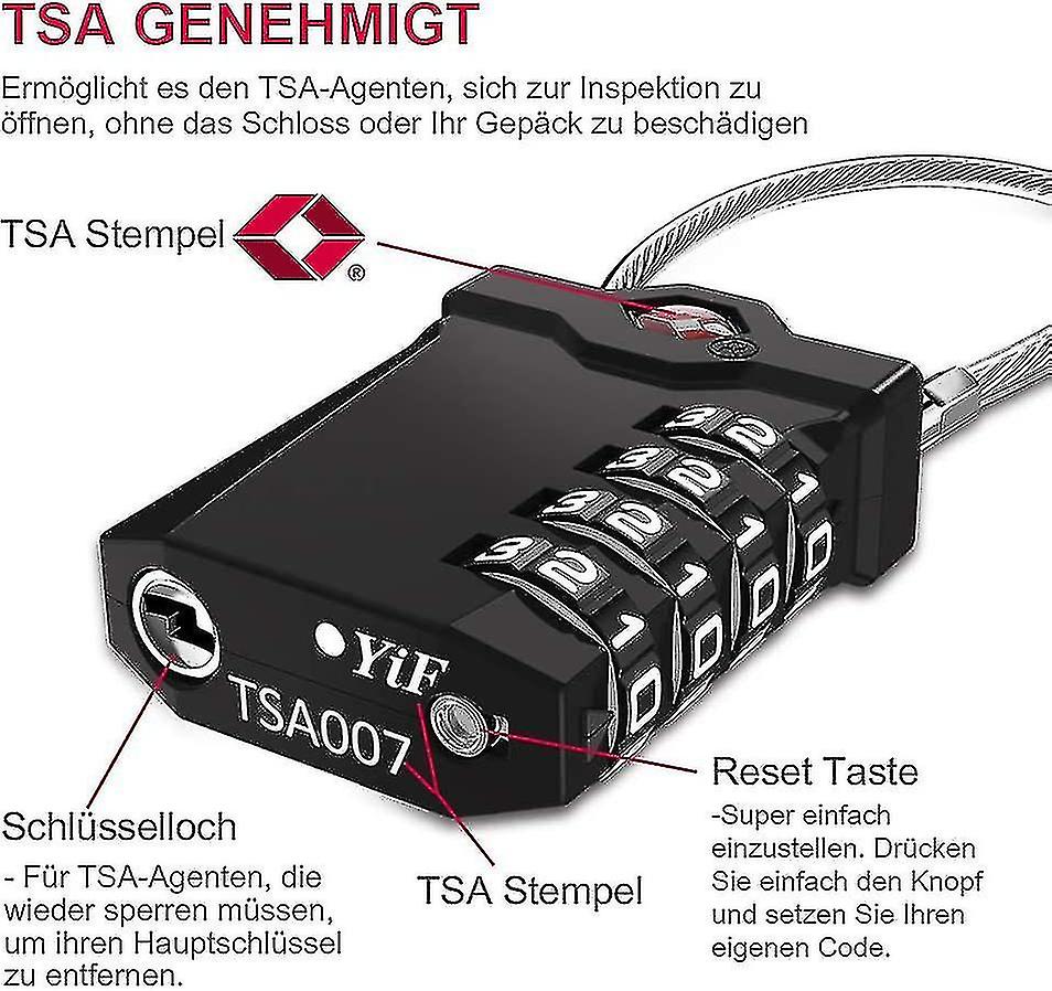 Luggage Lock 4 Digits, Tsa Suitcase Combination Lock, Travel Suitcase ...