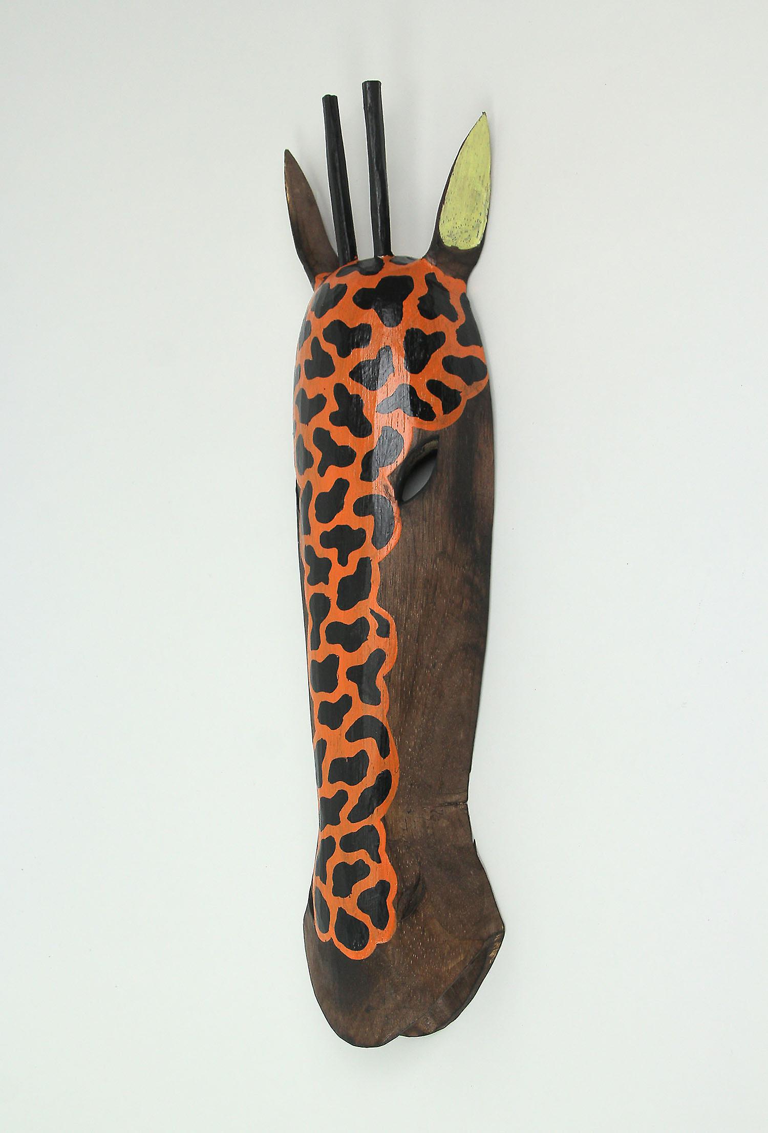 Exquisite Hand-Painted Orange and Brown African Style Giraffe Wood Mask ...