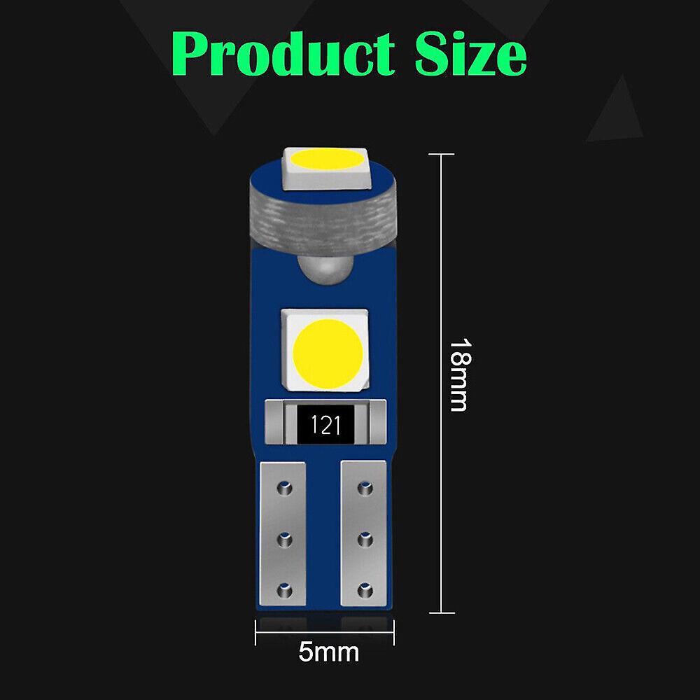 20X T5 Super Bright 3 SMD 3030 LED Glass Base Lamp Speedometer Lighting ...