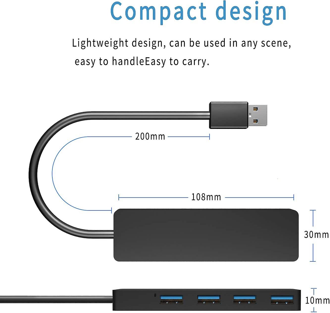 USB Hub, 4 Port USB 3.0 Hub, Ultra Slim Extra Lightweight USB Adapter ...