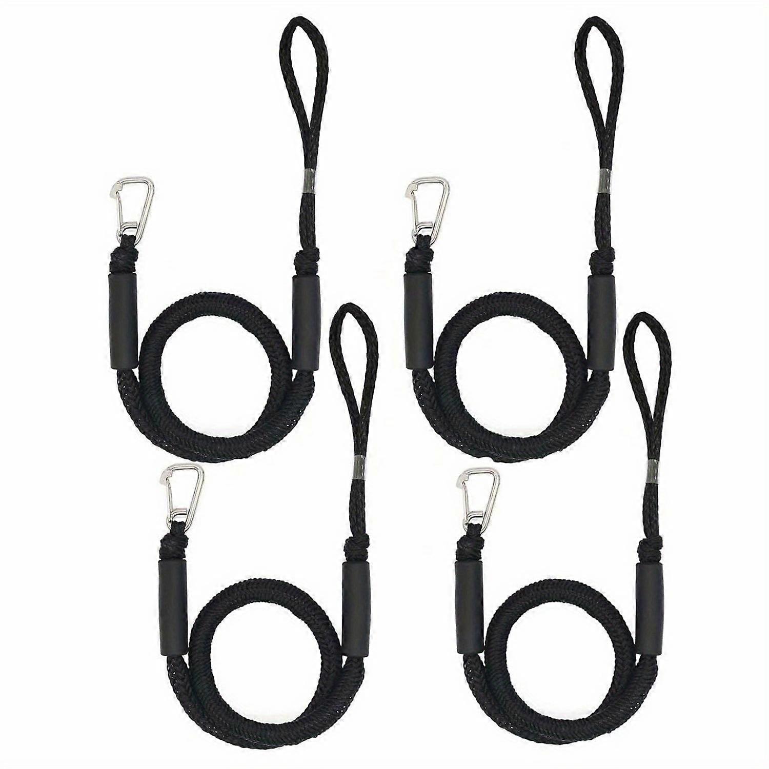 4pcs 47in/1.2m Boat Bungee Dock Line With 316 Stainless Steel Hooks ...