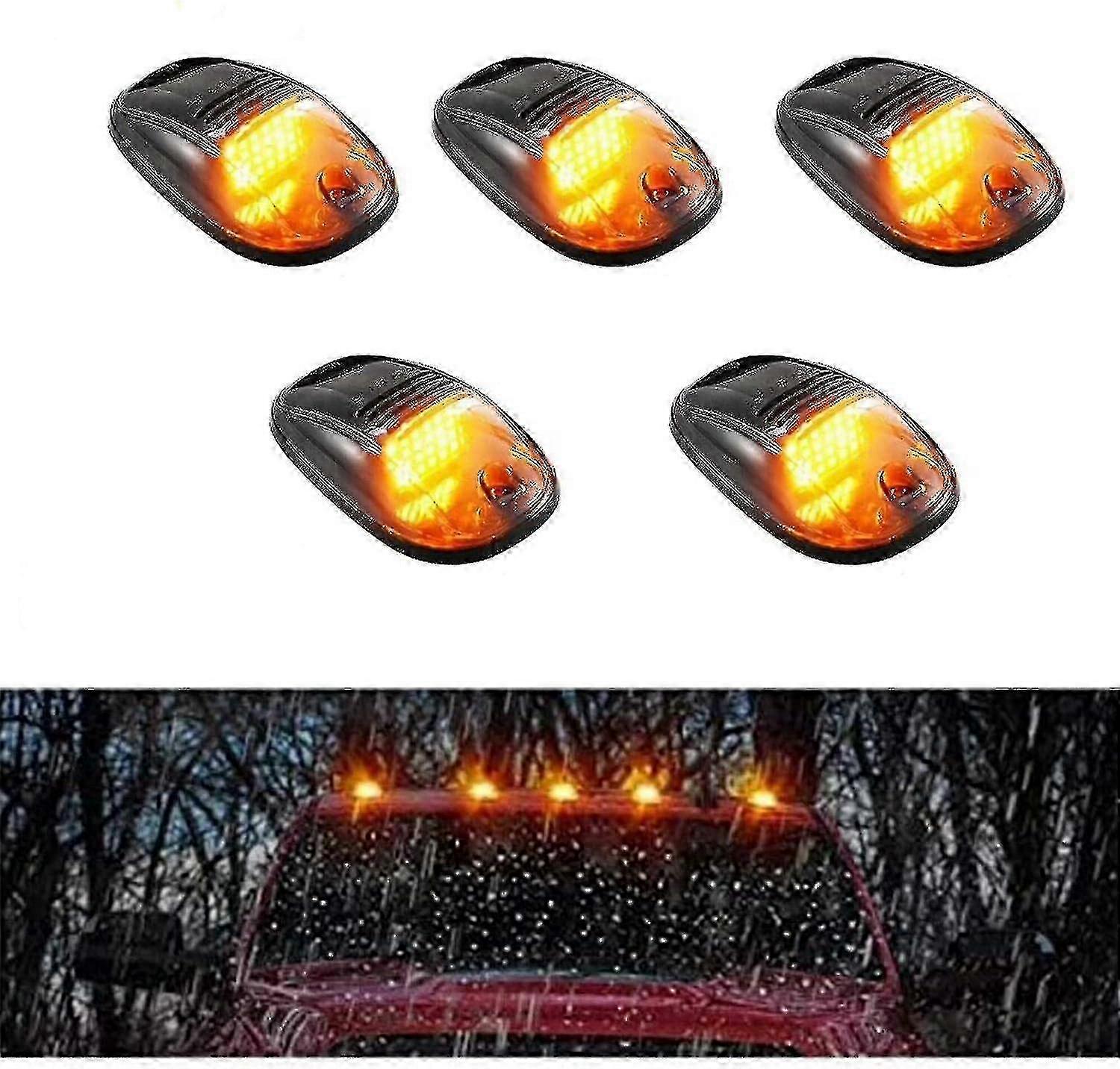 Solar Powered Cab Lights For Truck, 5pcs Led Cab Lights, Led Cab Roof ...