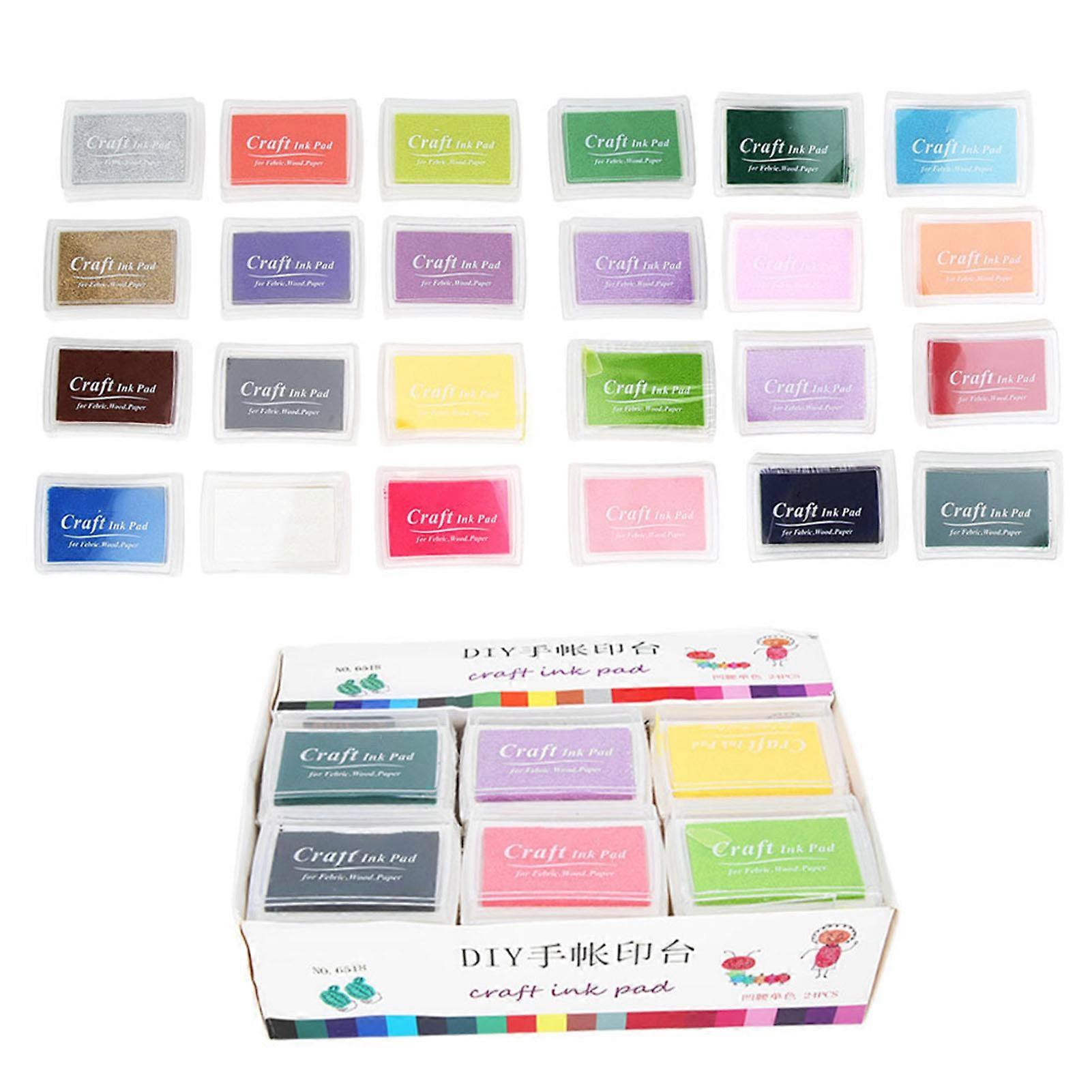 24 Colors Craft Ink Pad Stamps Partner DIY Stamp Pad for Scrapbooking ...