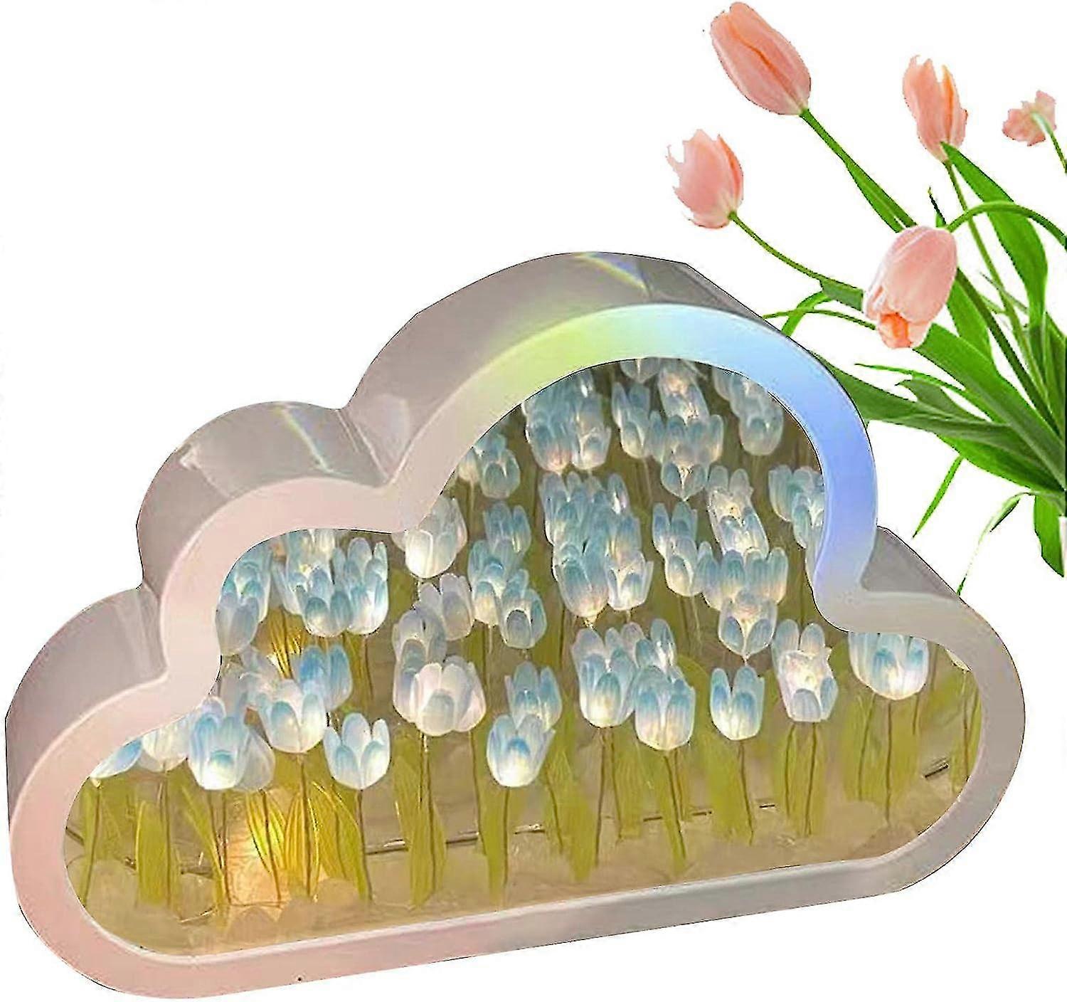 Cloud Mirror Tulip Lamp, Diy Handmade Led Tulip Night Light, Simulation Flower, Bedroom Sleeping ...