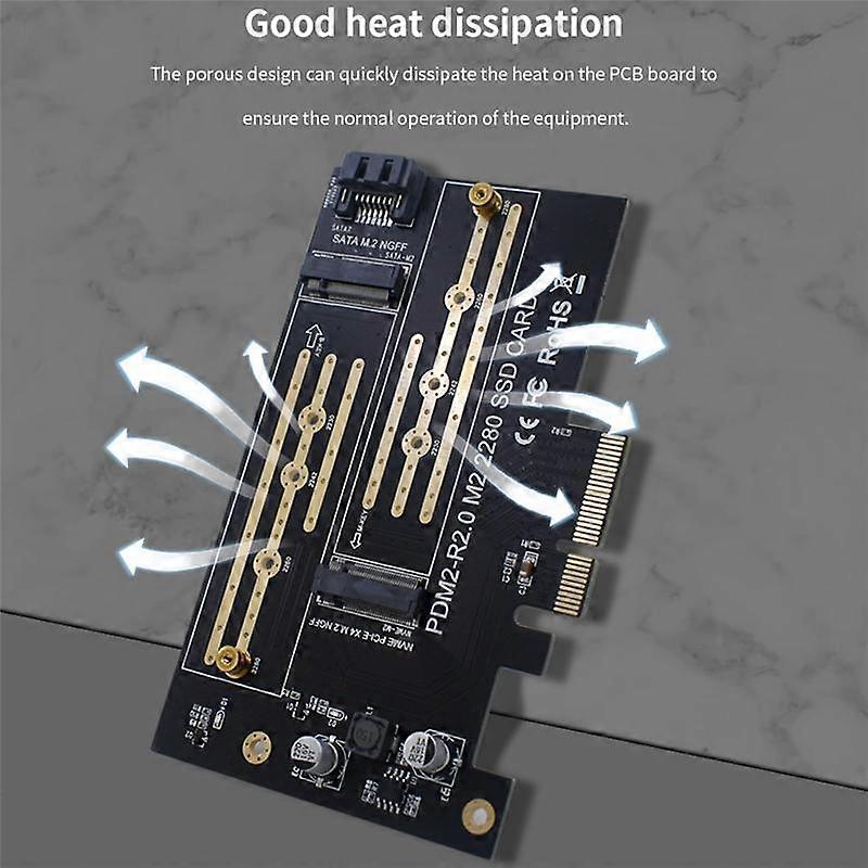 PCIE Adapter Board Dual M.2 NVME to Pcie 4X M2 SSD Adapter B/M Key ...