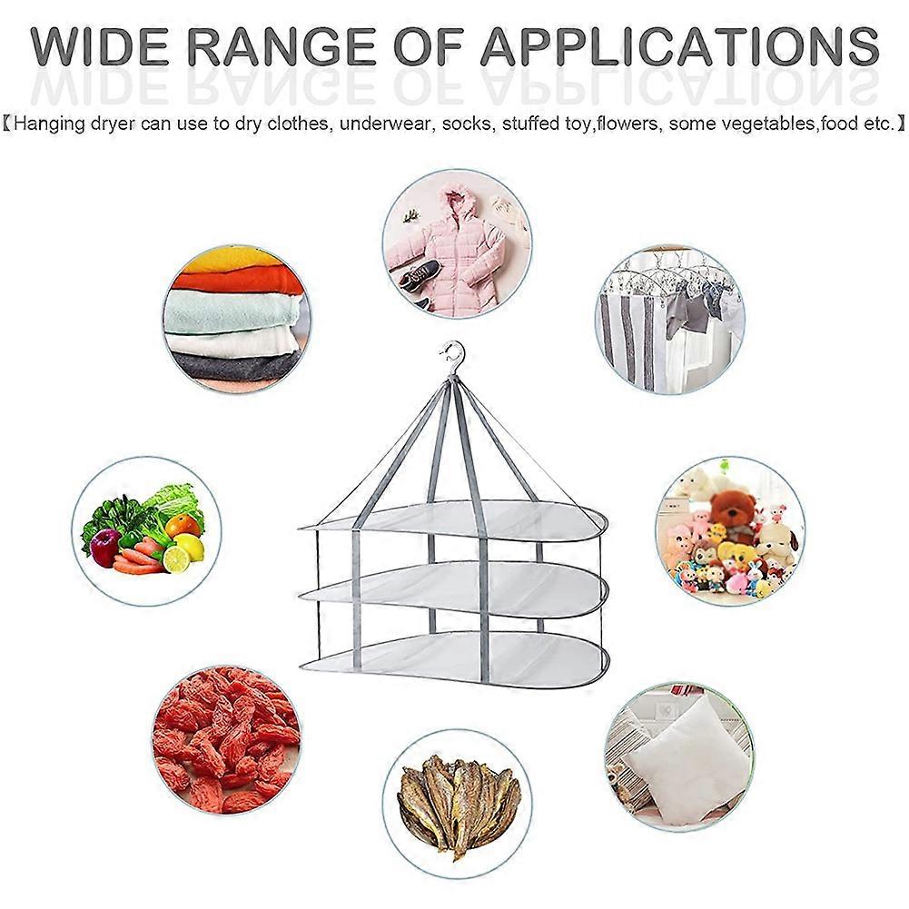 3-Tier Sweater Drying Rack Hanging Clothes Hanging Dryer Laundry Mesh ...