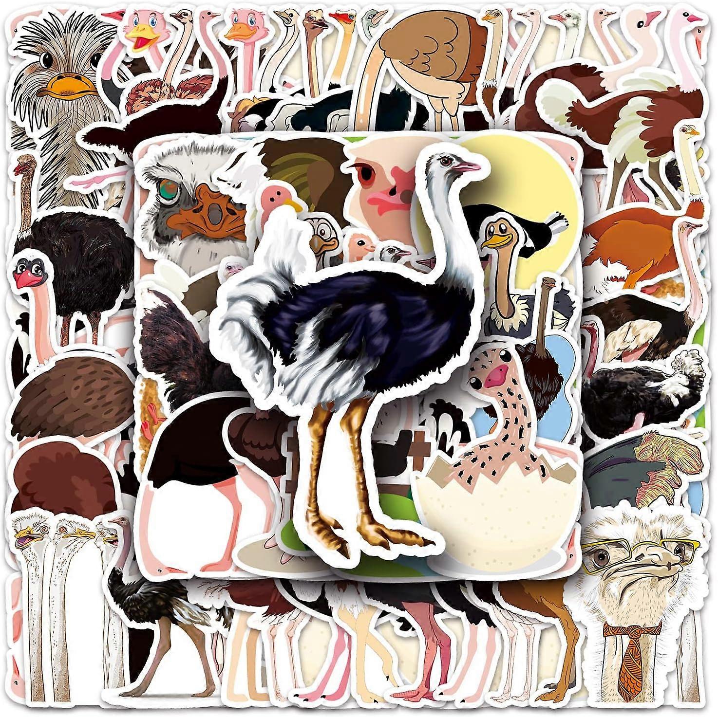 Djur Struts Klistermärken - 50 st Tecknad Vattentät Dekaler DIY för ...