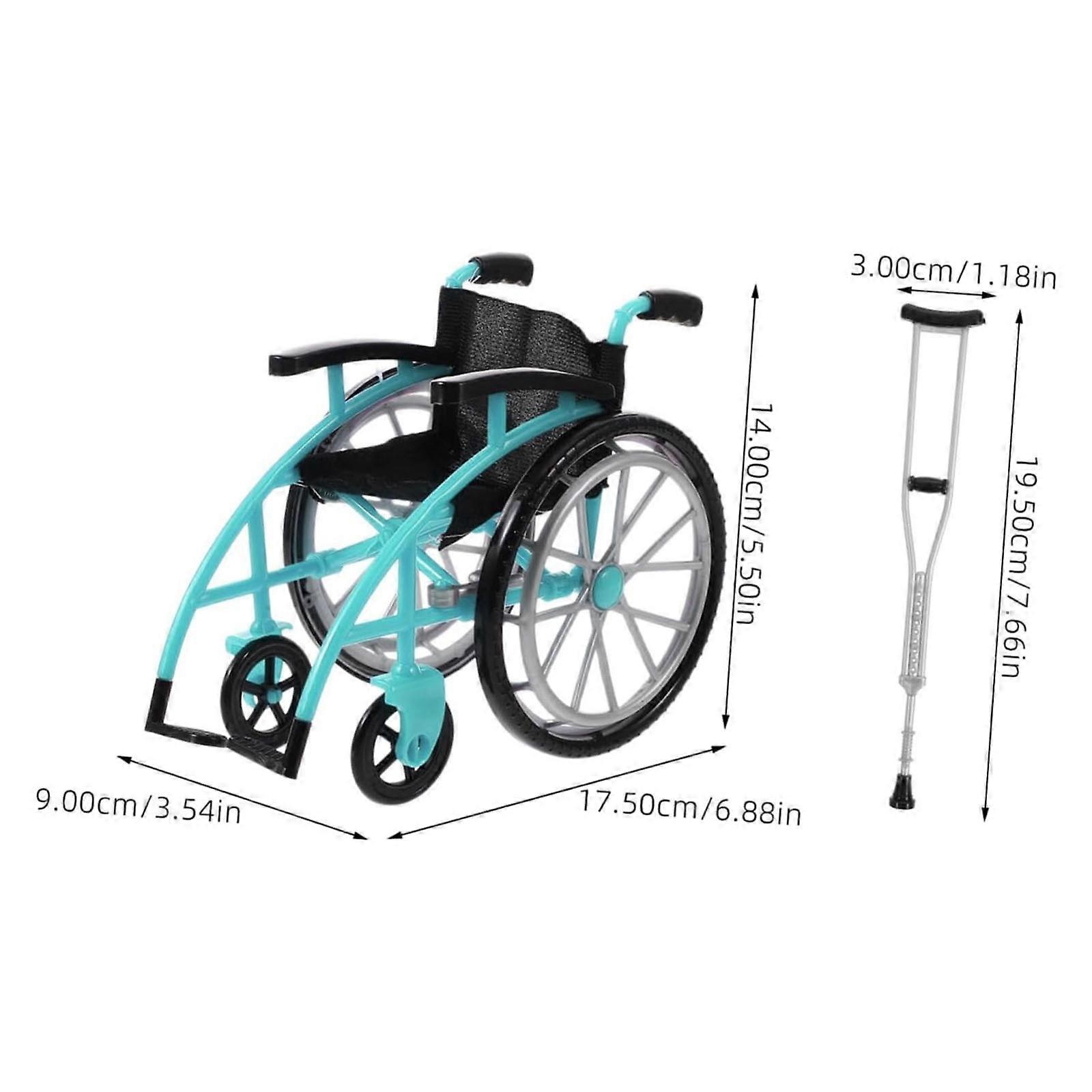 1 Set Docka Rullstol Och Kryckor Lekställning Röd Mini Rullstol Modell ...