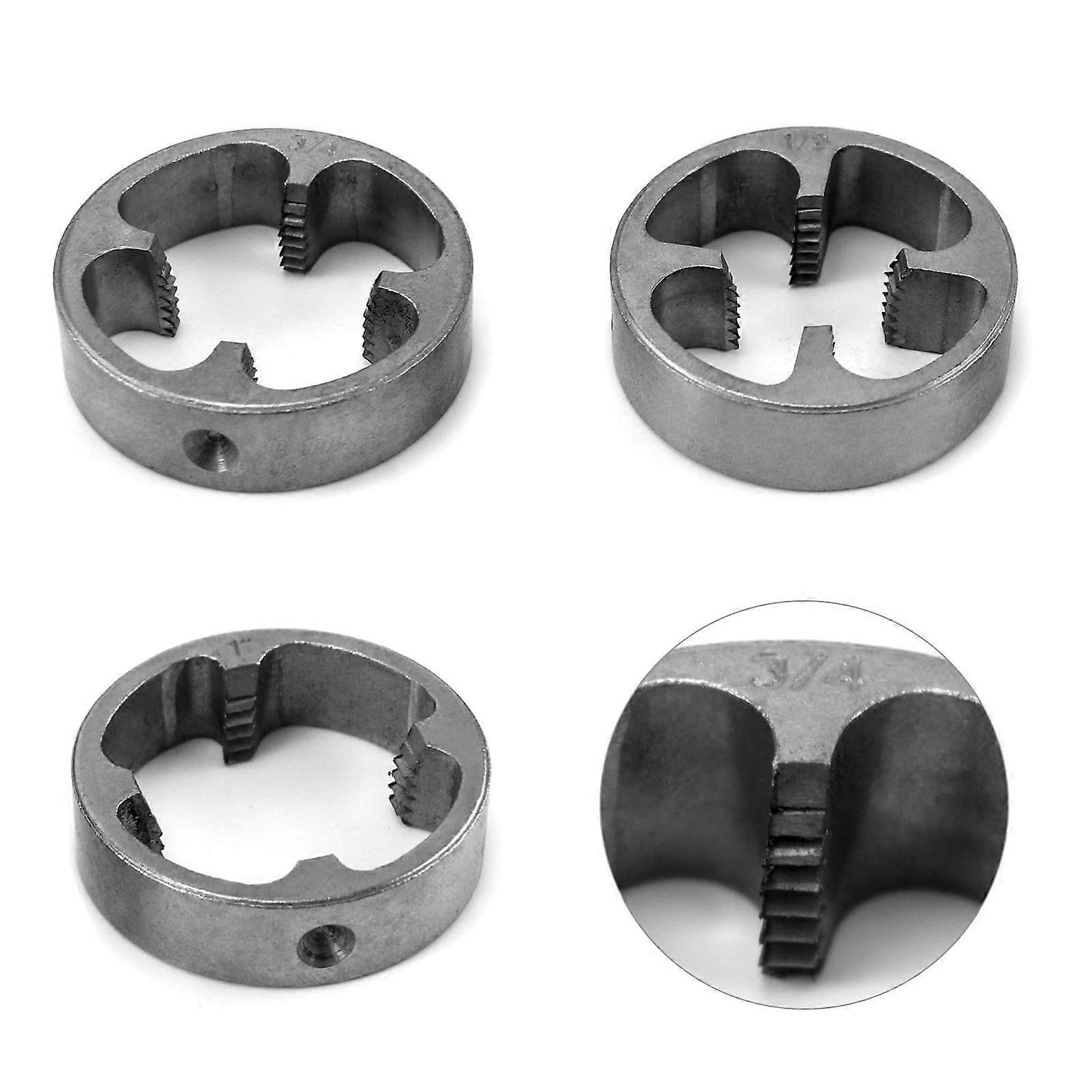 Pipe Round Die Set Pipe Threader Plumbing Tool Three Maker 1/2" 3/4" 1 ...