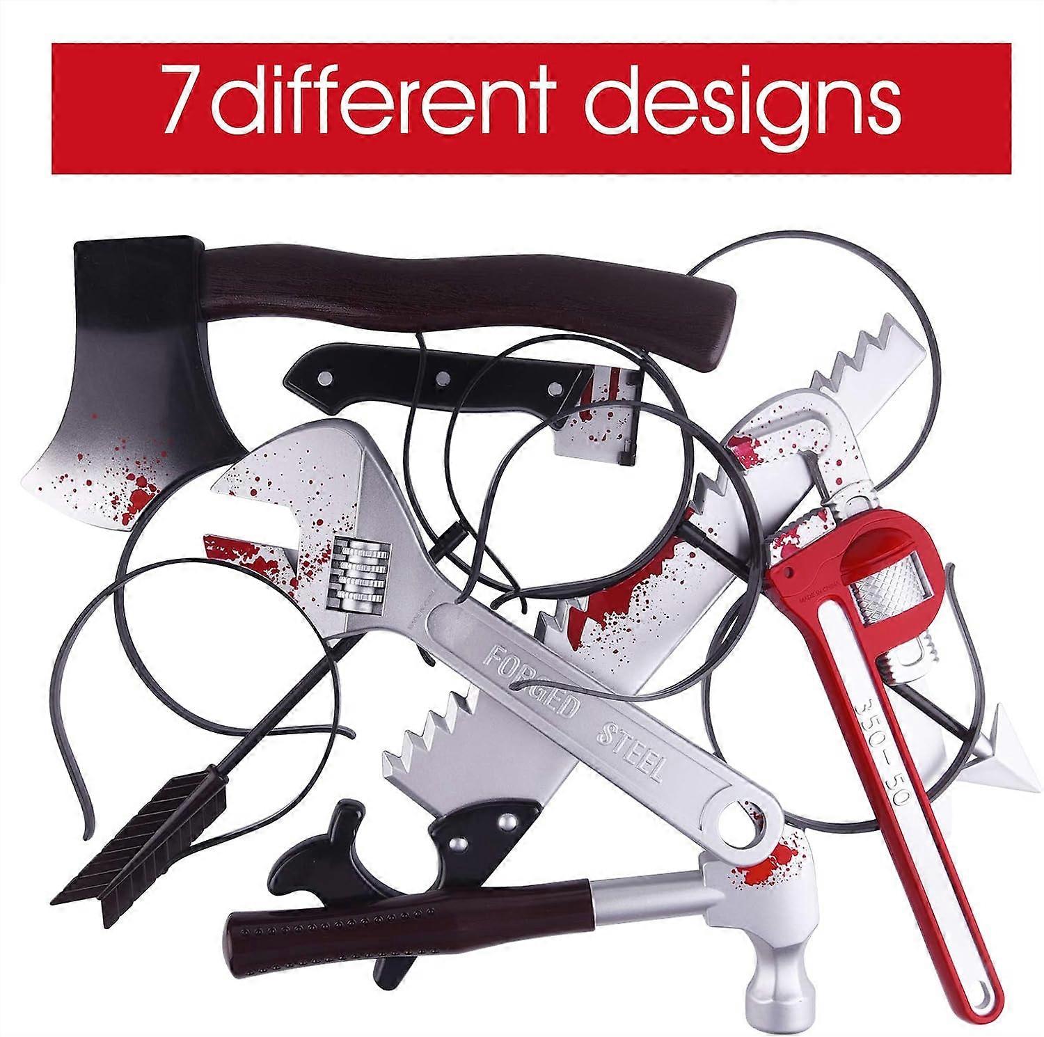 7 Pcs Halloween Horror Hair Bands Zombie Headbands Cleaver Axe Scissor ...