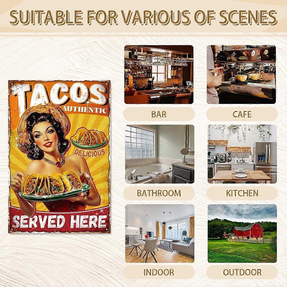 Tacos Lady Vintage Metal Tin Sign Retro Gourmet Food Metal Kitchen ...