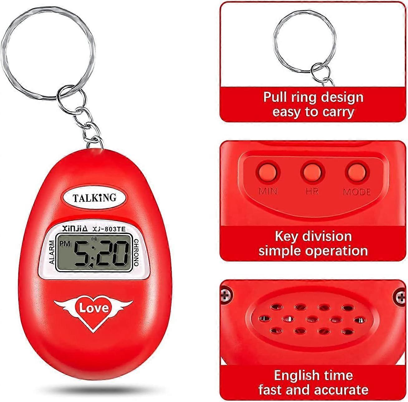 Alarm Clock Keychain Oval Talking Clock - English Broadcast for The Old ...