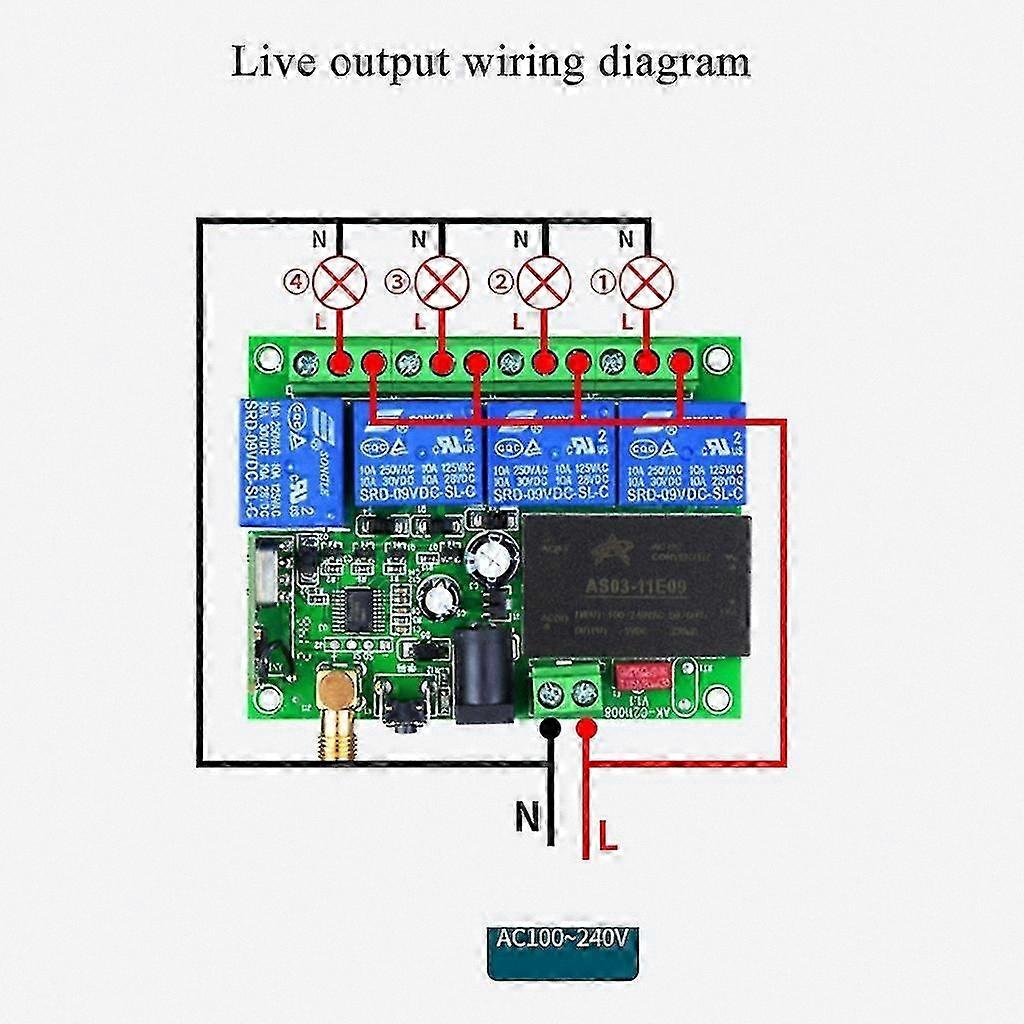 4-Channel Wireless Remote Control Switch Receiver for 220V DC24V 315 ...