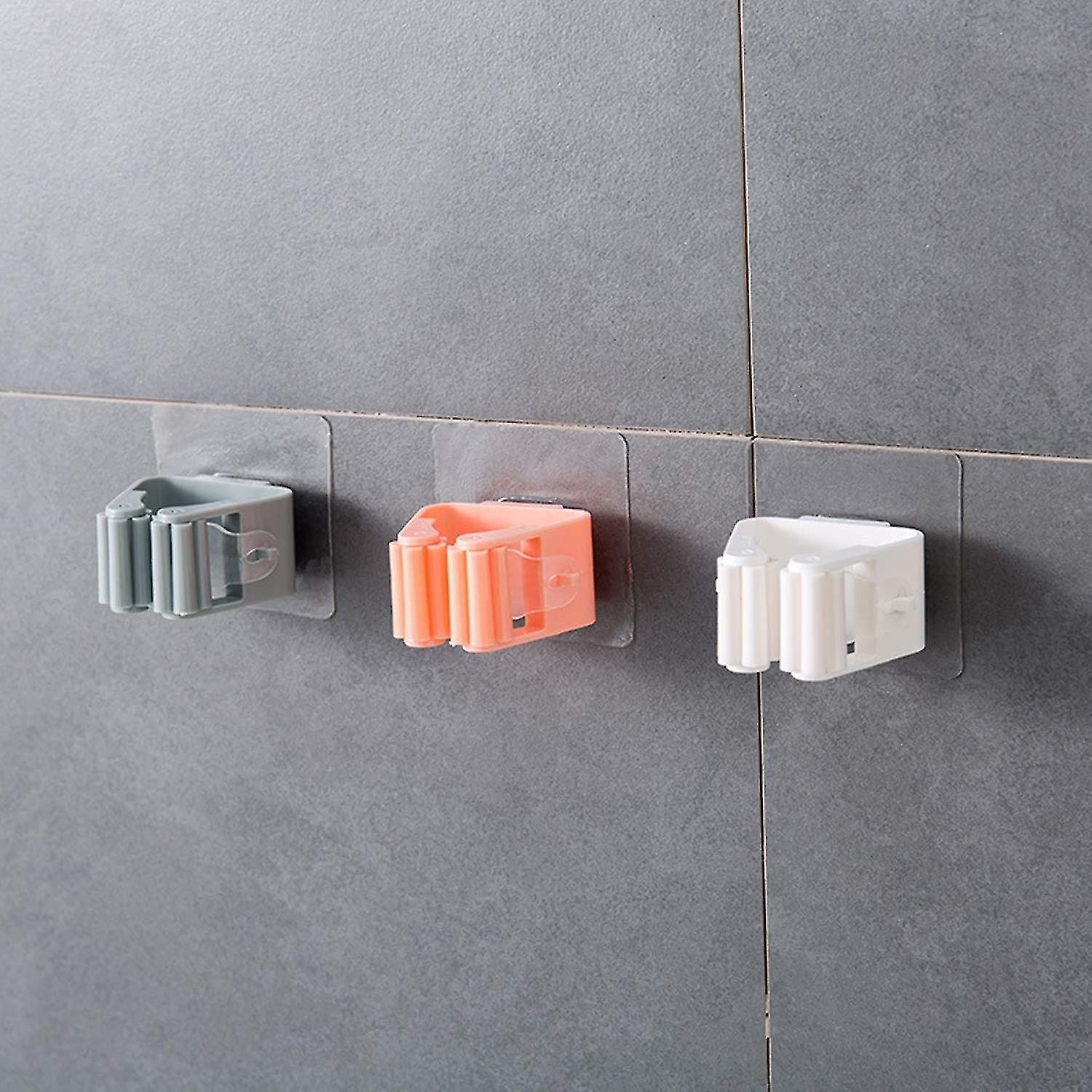 4pcs Mop Storage Rack, Anti-slip Self Adhesive Wall Mounted Broom ...