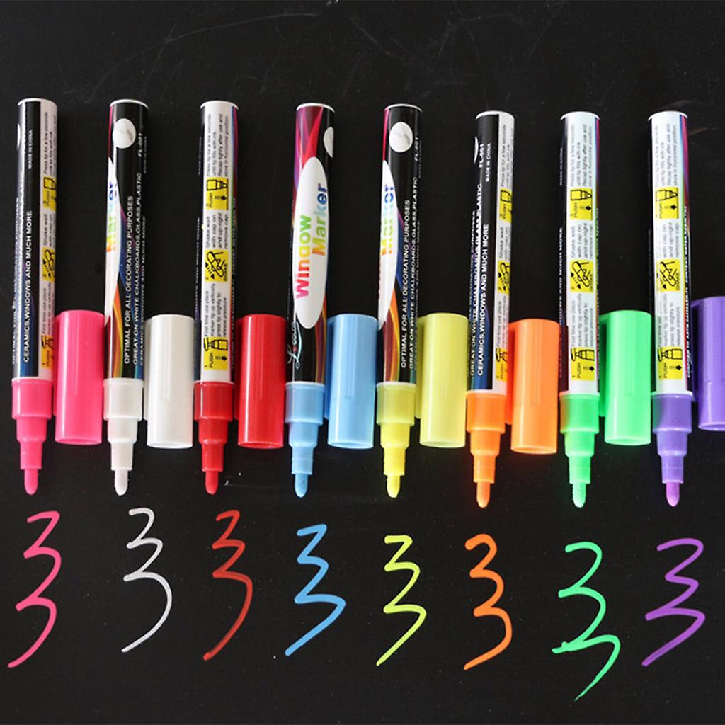 8 Pcs/Set Dual-side Writing Highlighter Fluorescent LED Liquid Chalk ...