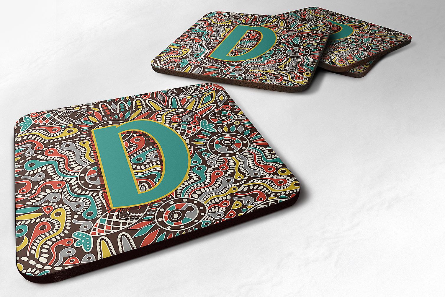 Letter D Retro Tribal Alphabet Initial Foam Coaster Set of 4 | Fruugo UK