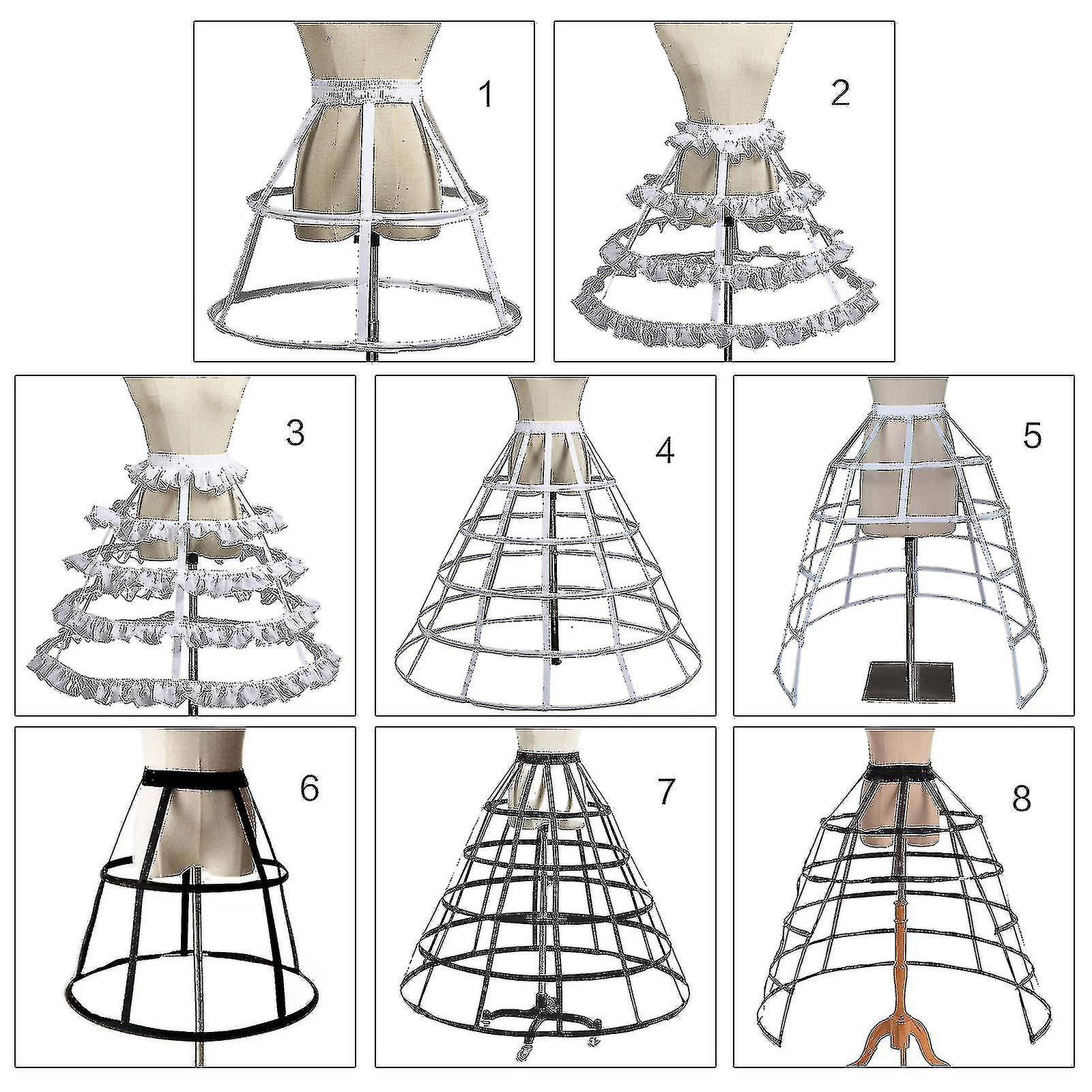 Crinoline Underskirt Petticoat Cage 2/3/4/5 Hoops For Women Girls Hoop ...