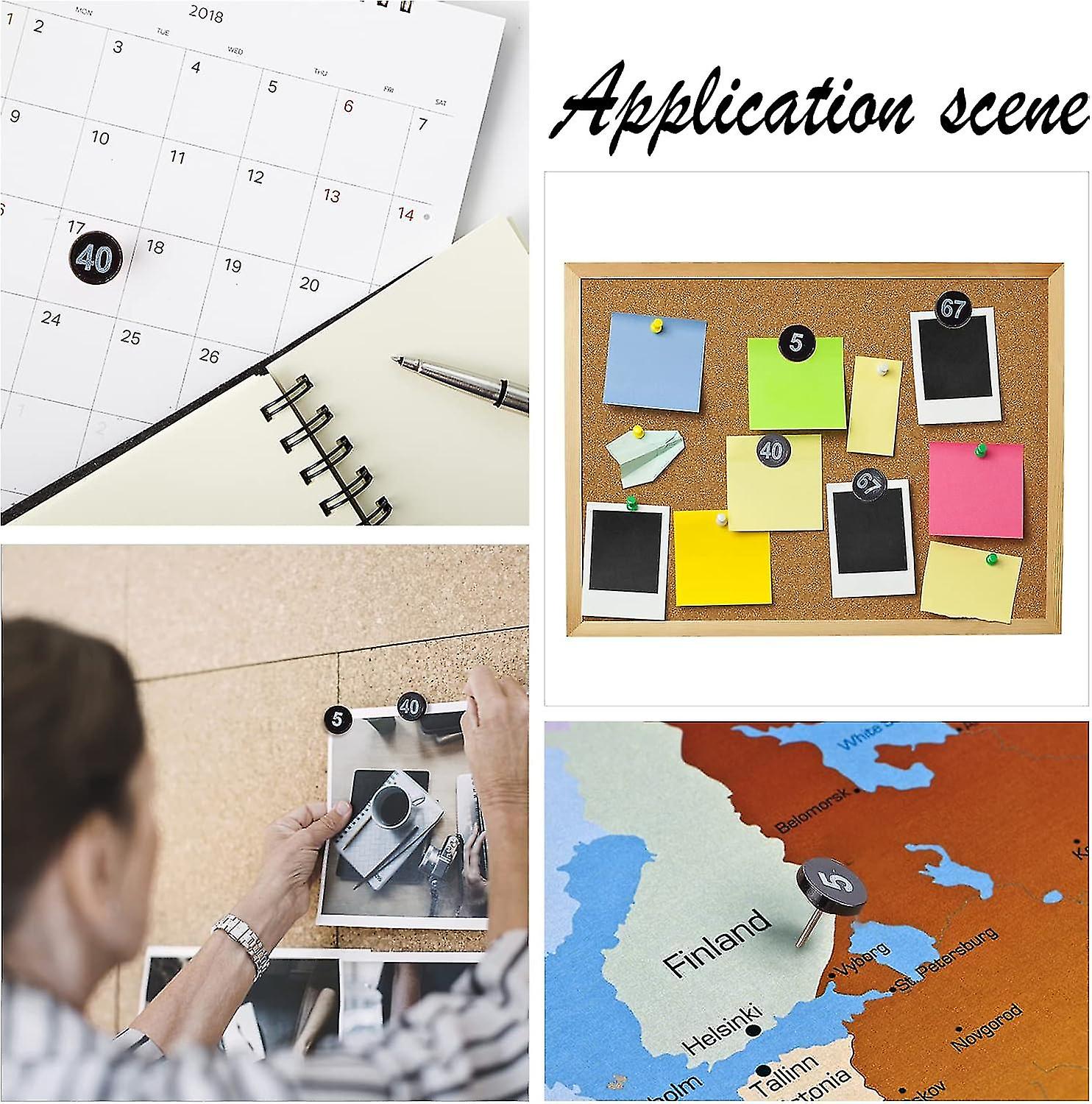 100 Pcs Numbered Push Pins, Black Base Map Number Push Pins with ...